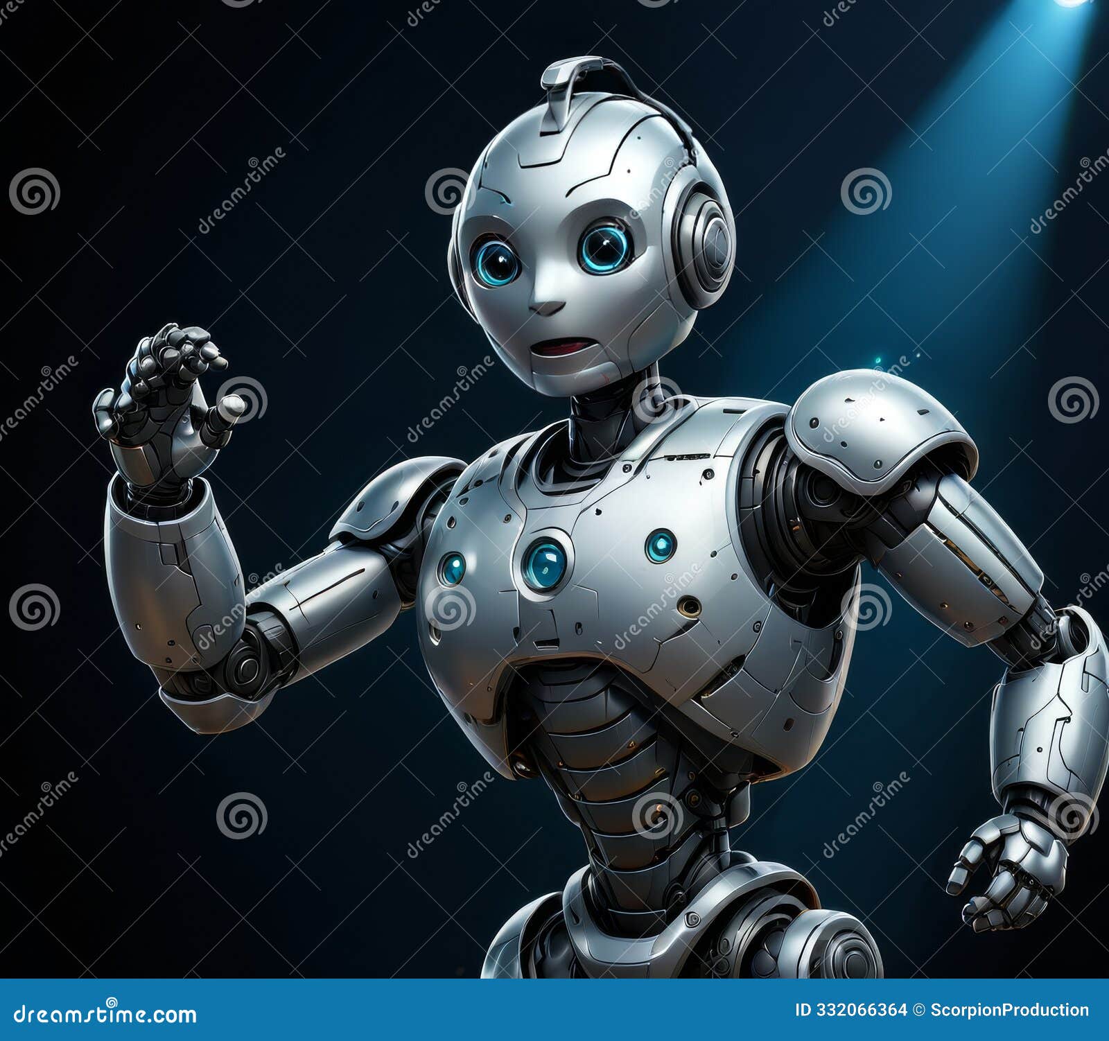 Surprised Robot Under Spotlight Stock Photo - Image of scifi, spotlight ...