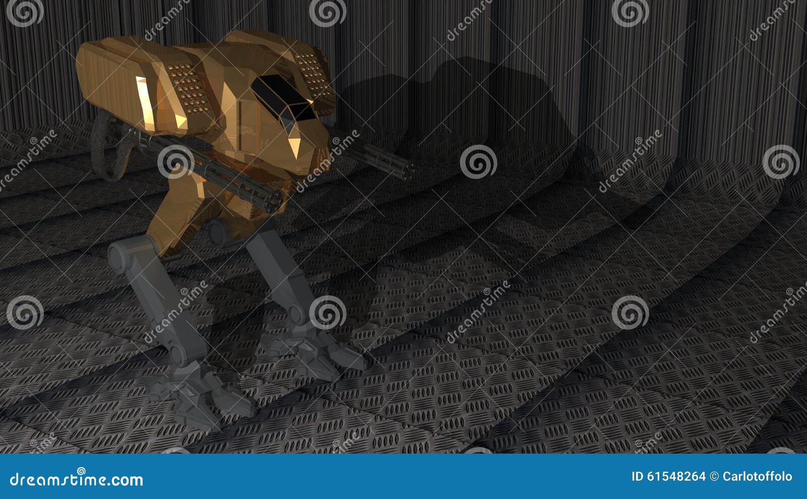Robot in metallic cage stock illustration. Illustration of intelligence ...