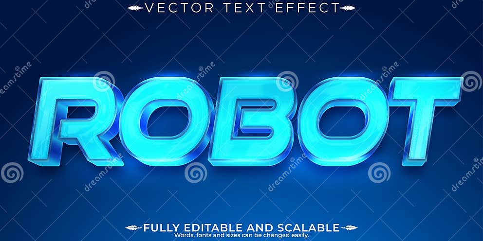 Robot Metallic Text Effect, Editable Tech and Shine Text Style Stock ...
