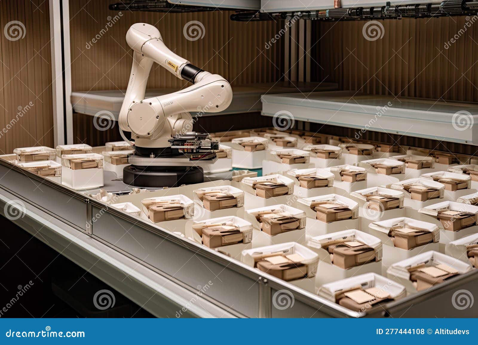 Robot, Meticulously Packaging Individual Items into Separate Boxes ...
