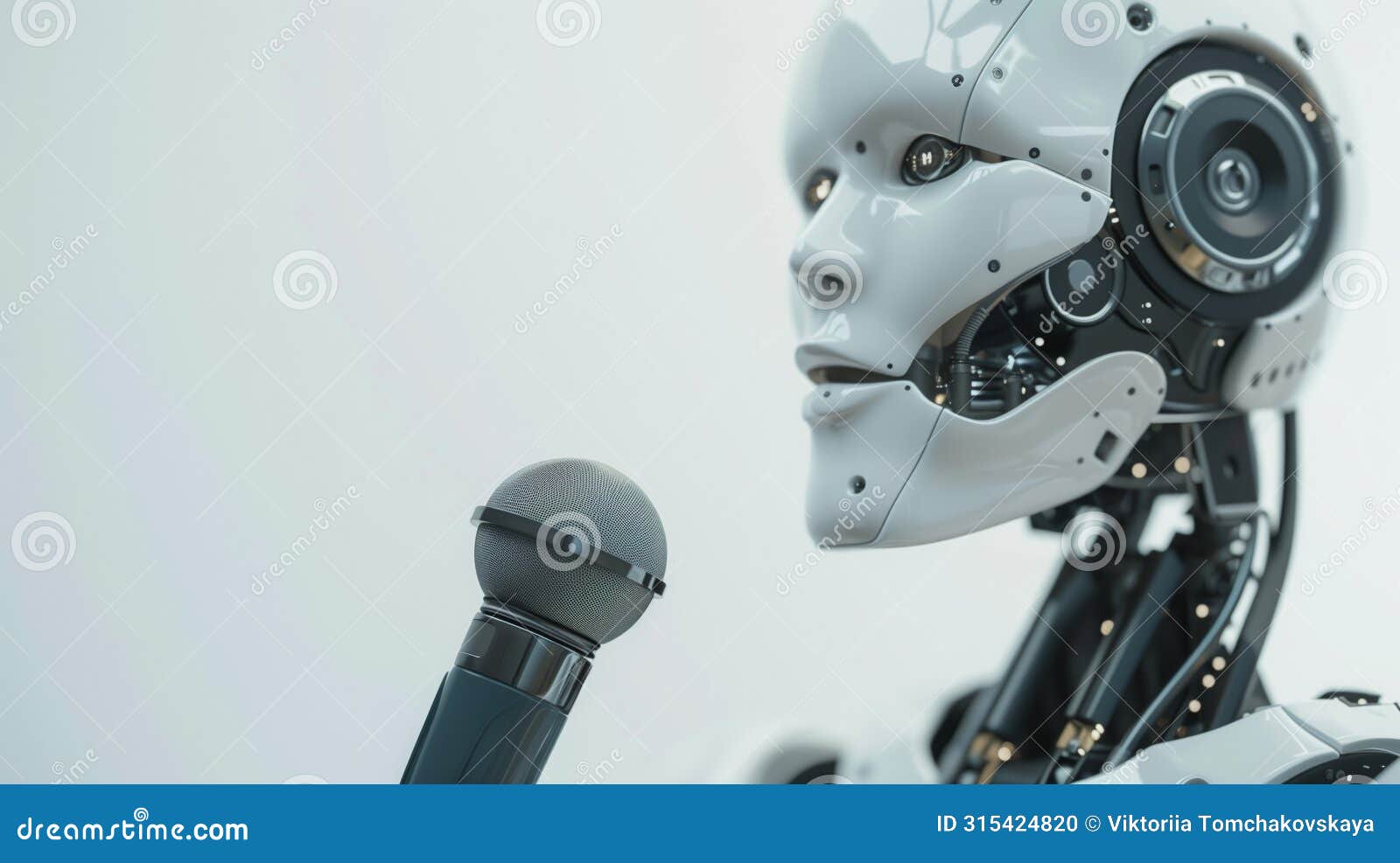 Robot Mimicking Voice, AI-themed Image with Microphone, Modern Machine ...