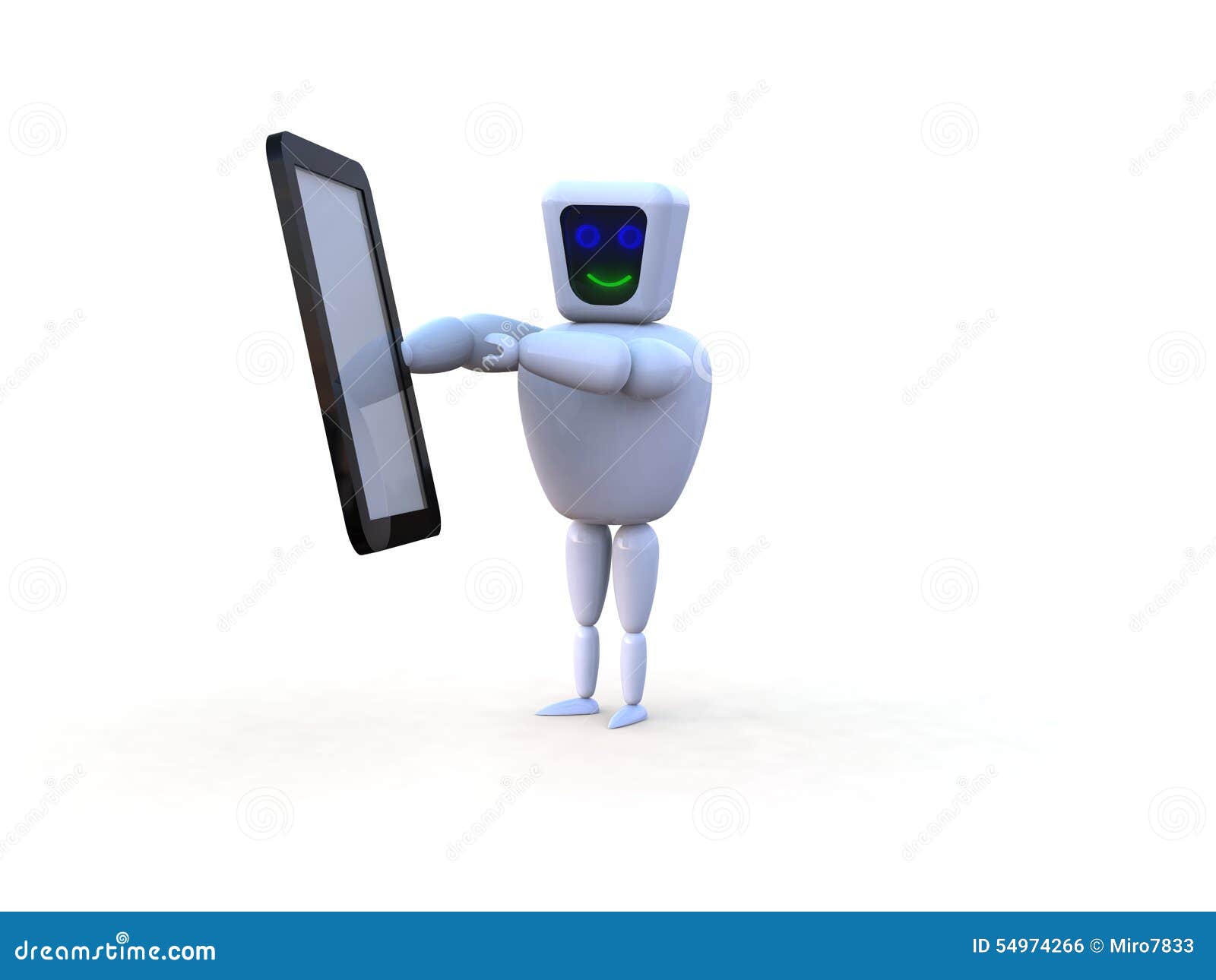 Robot with Mobile Tablet Device Stock Photo - Image of phone, network ...