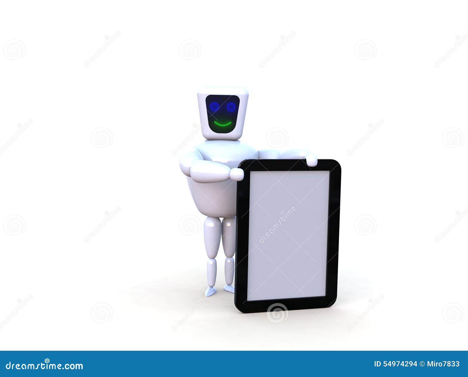 Robot with Mobile Tablet Device Stock Photo - Image of networking ...