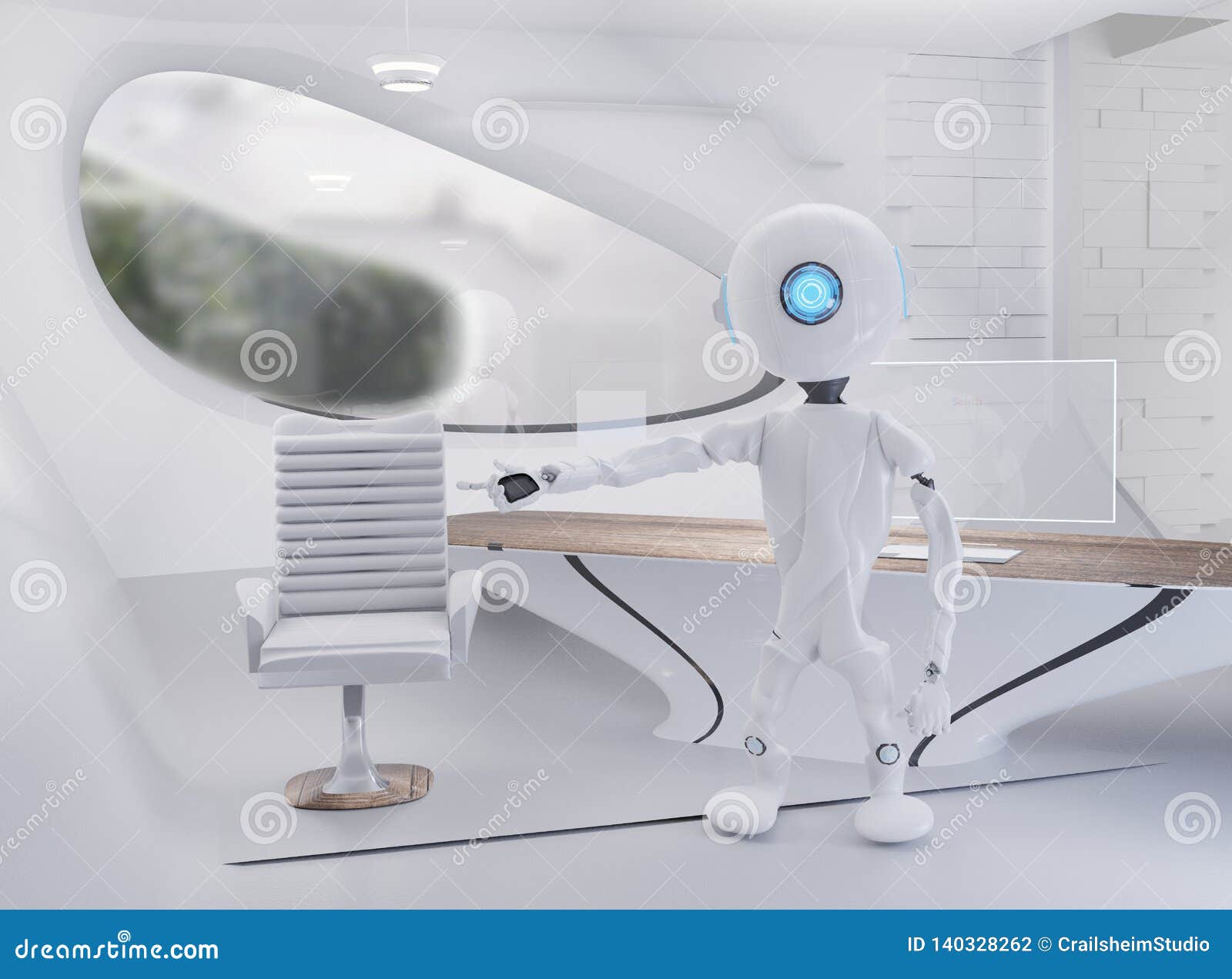 Robot in a Modern Room 3d-illustration Stock Illustration ...