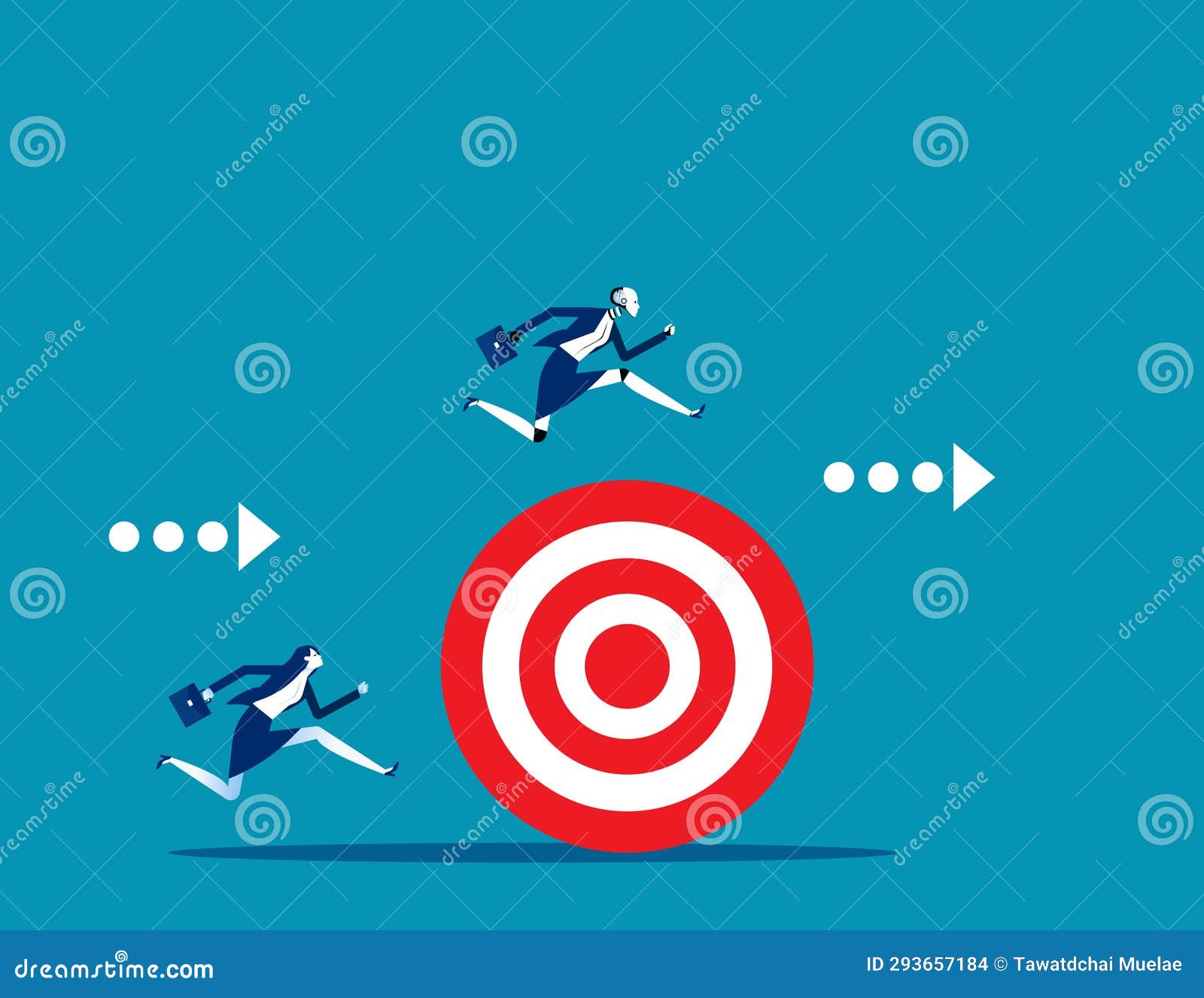 Robot Move Forward with Goals. Business Artificial Intelligence Concept ...