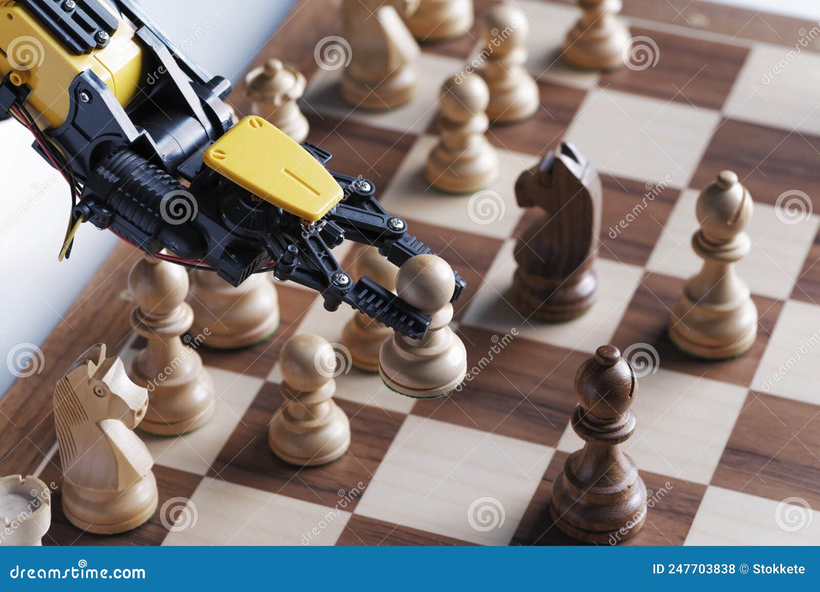 Close-up View of Robot Playing Chess Stock Photo - Image of figures ...