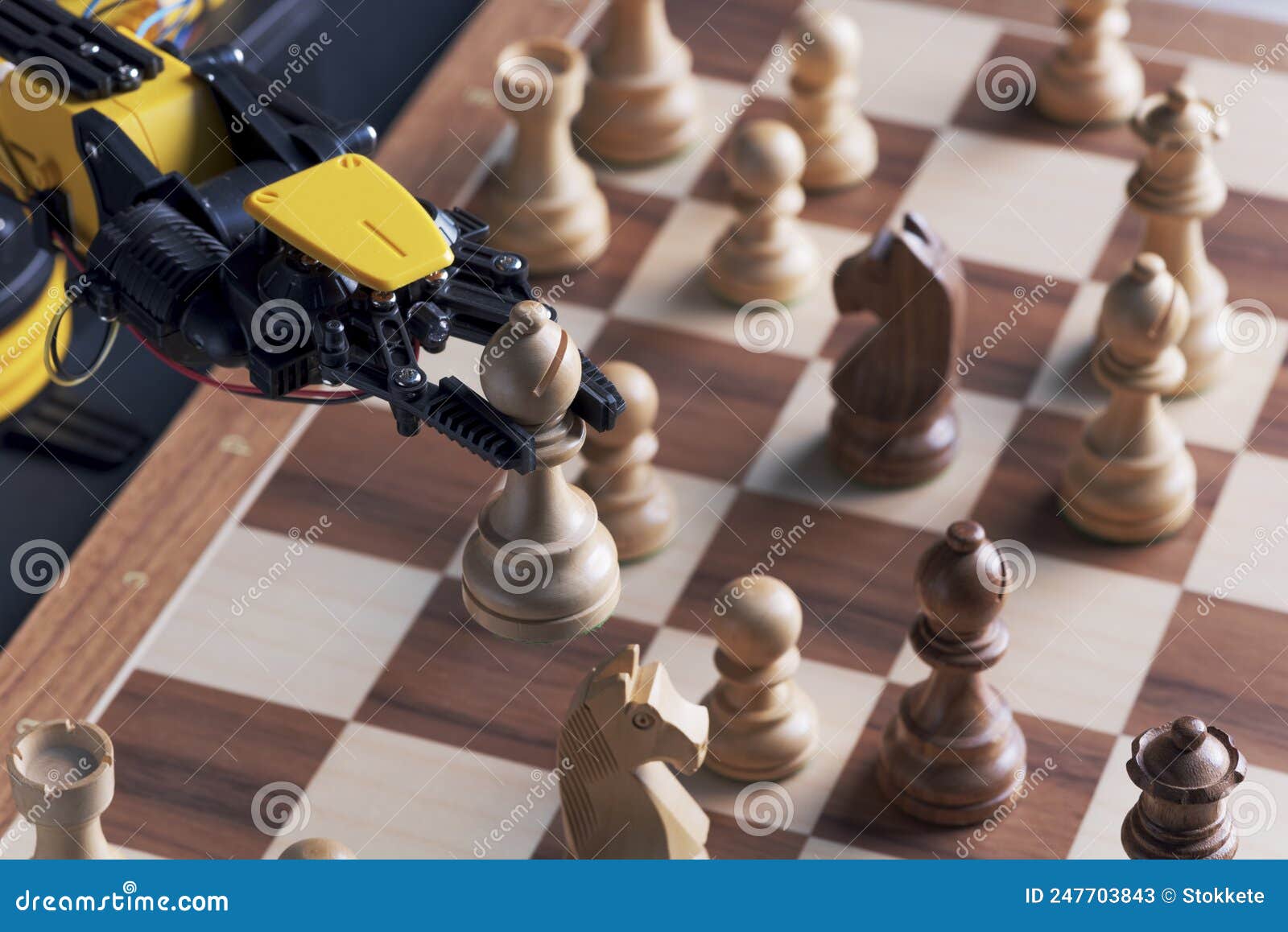 Close-up View of Robot Playing Chess Stock Image - Image of pieces ...