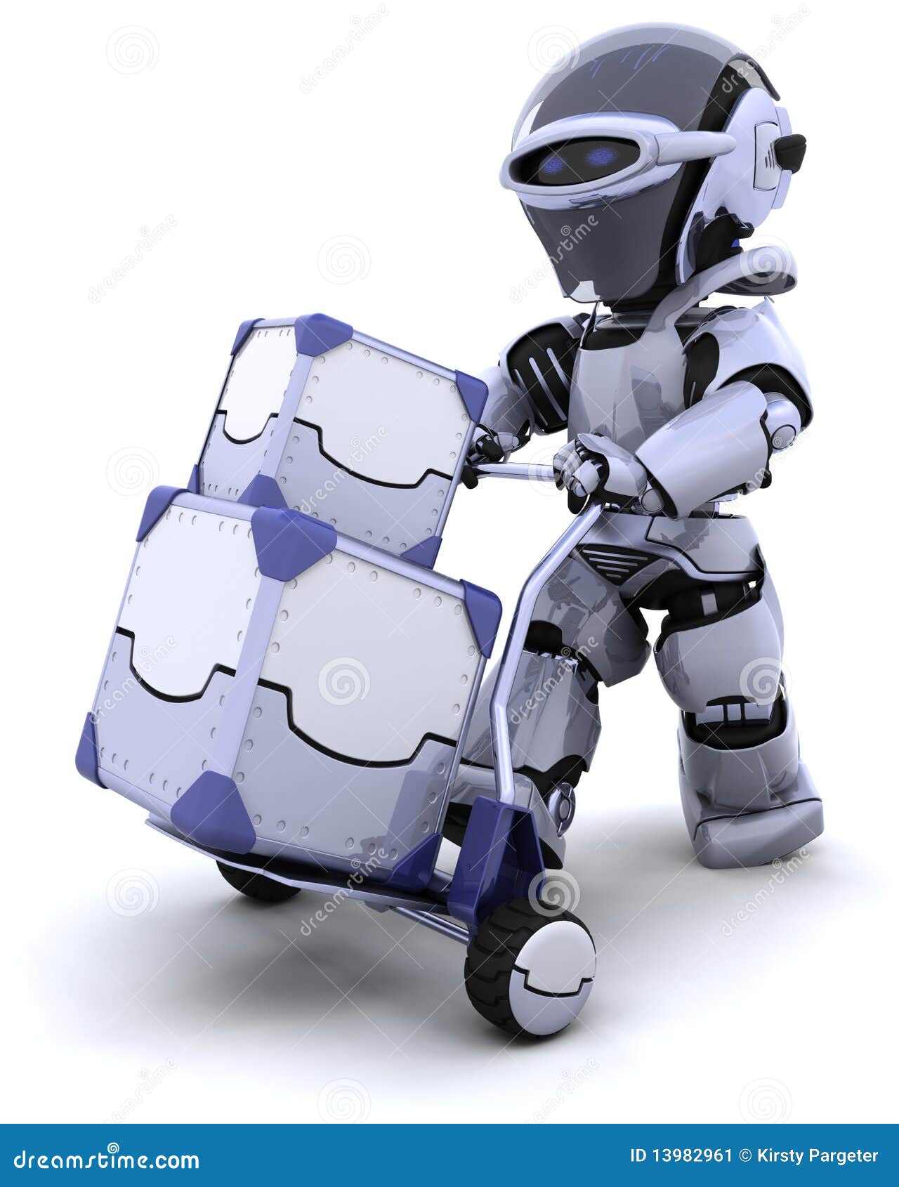 Robot Moving Shipping Boxes Stock Illustration - Illustration of ...