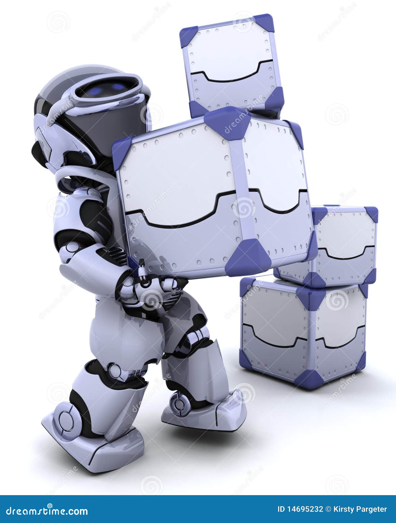 Robot Moving Shipping Boxes Stock Illustration - Illustration of future ...