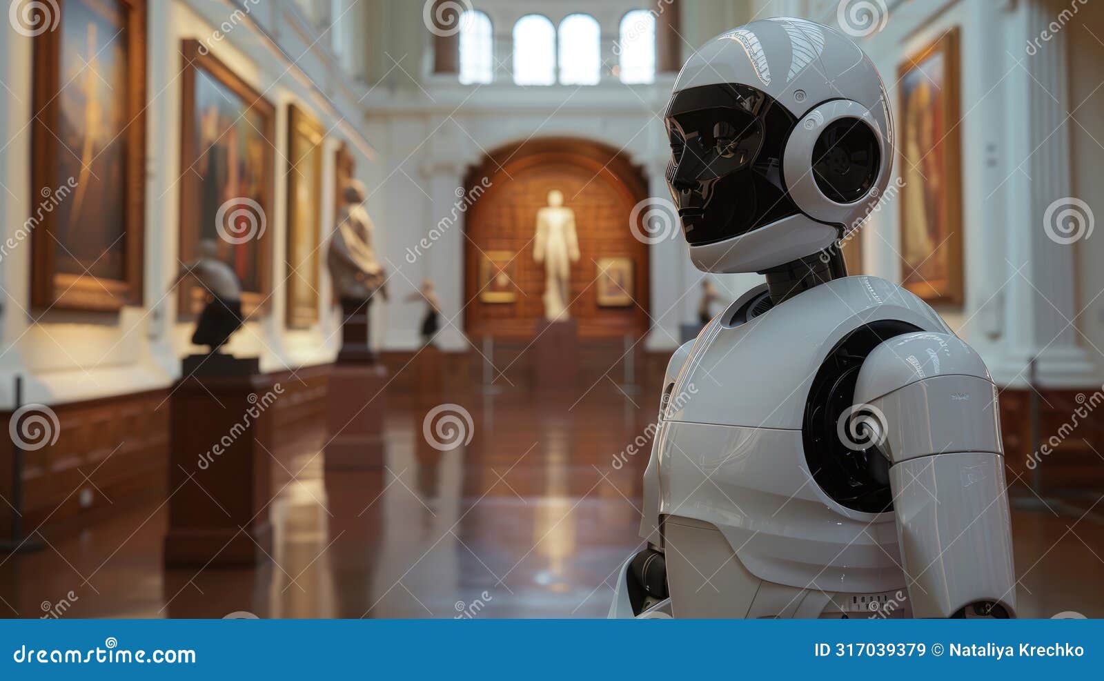 Robot in Museum, Statue in Background. Visual Arts Event Stock Image ...