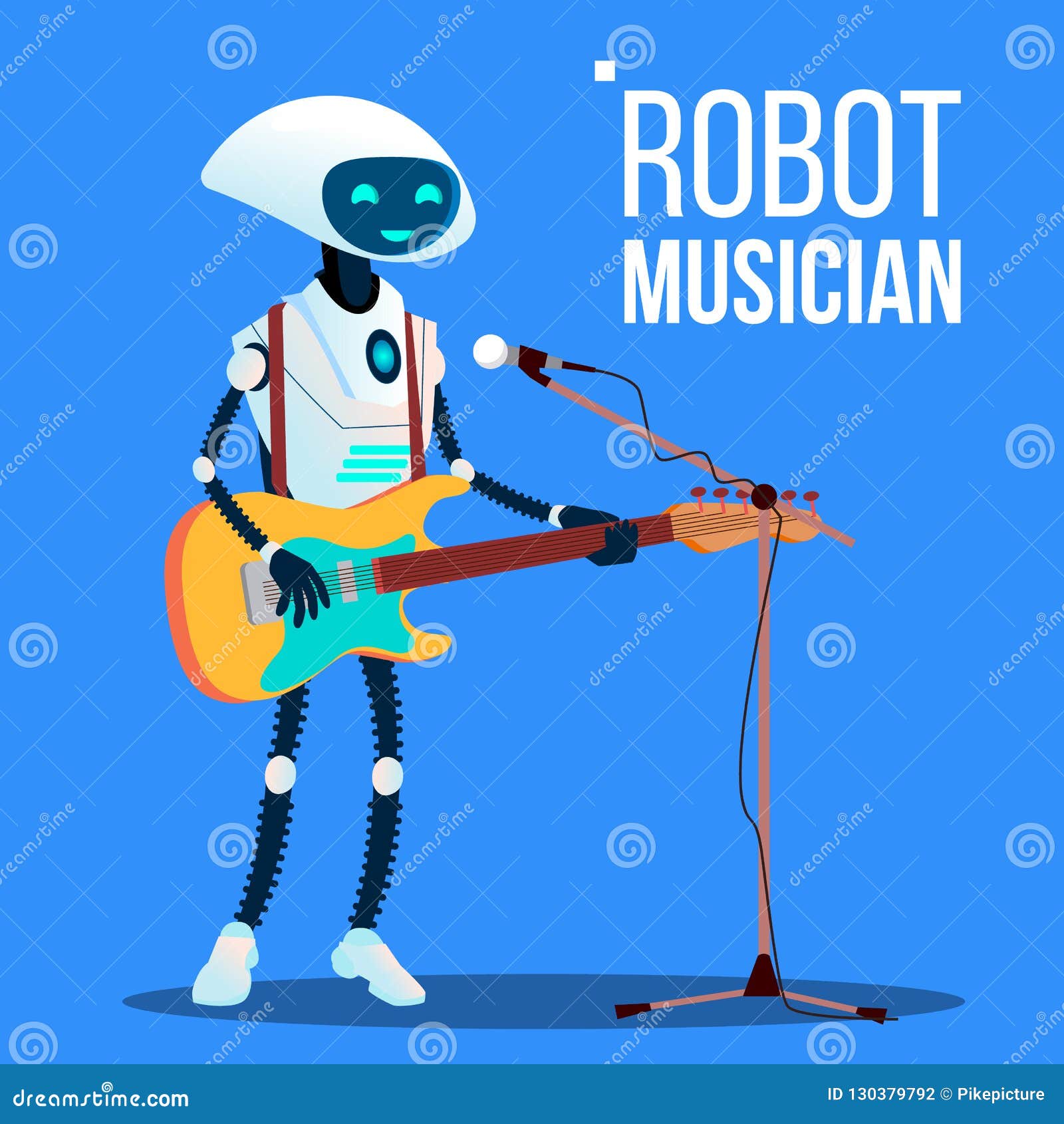 Singing Robot Cartoon Vector | CartoonDealer.com #42979789