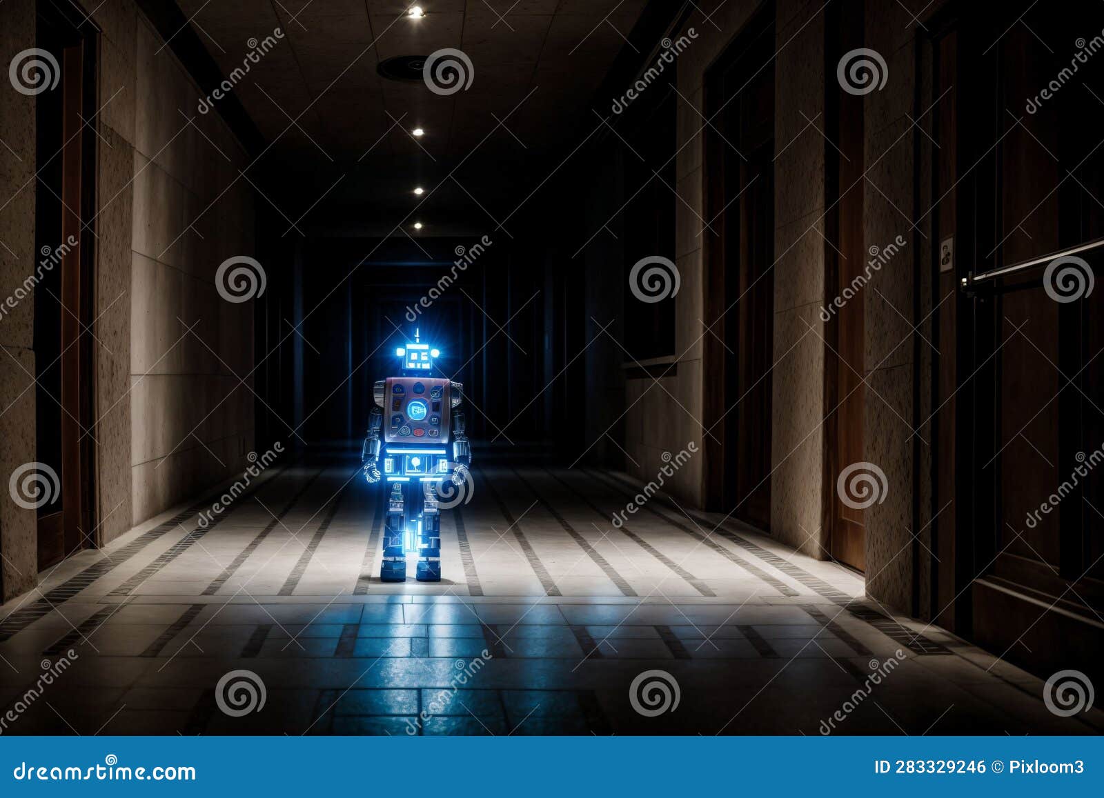 Robot Navigates Labyrinth Learns with Every Dead End Stock Illustration ...