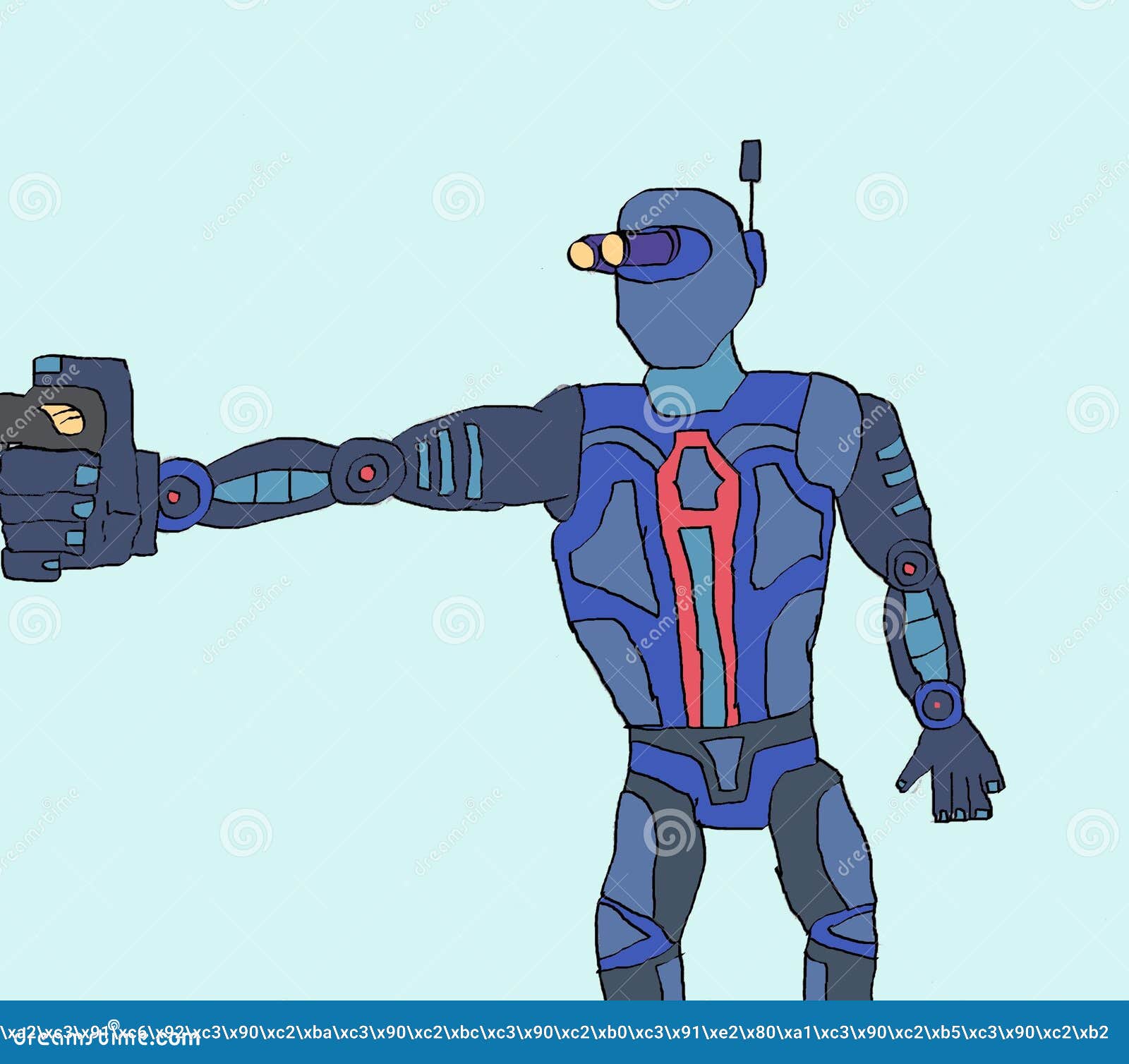 Robot with night vision stock illustration. Illustration of sketch ...