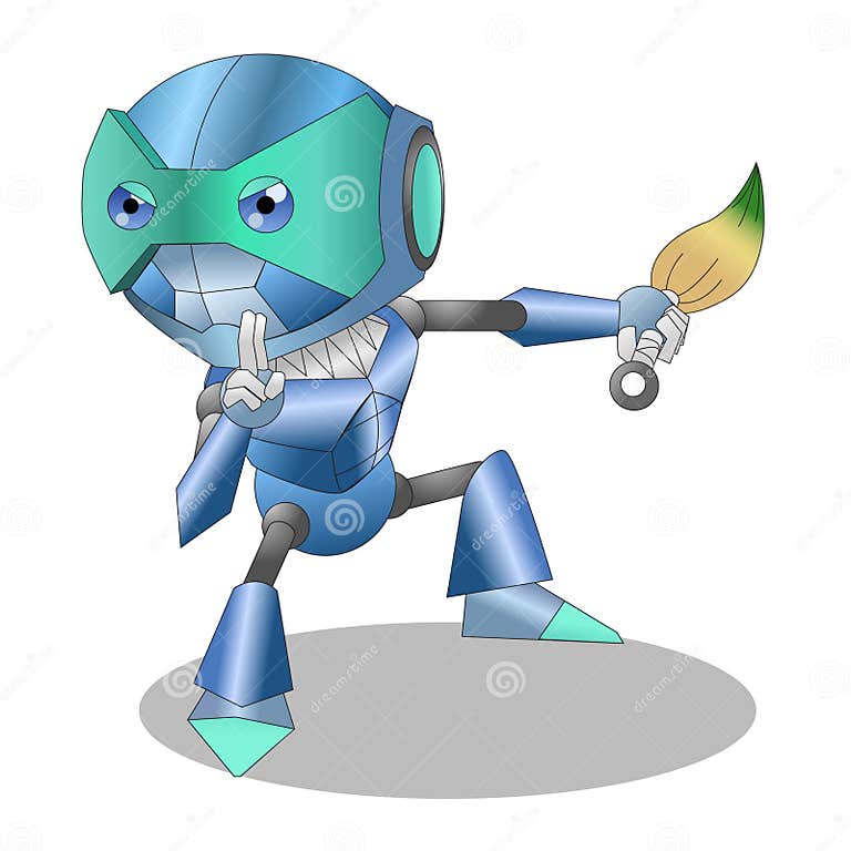 Robot ninja perform stock vector. Illustration of cartoon - 74017093