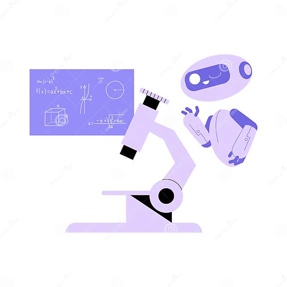 Robot Analyzing Data in Flat Vector Illustration Symbolizing Science ...