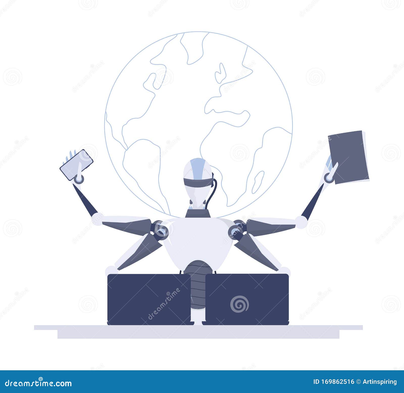 Robot Vs Human Concept. Artificial Intelligence Works Faster and Better ...