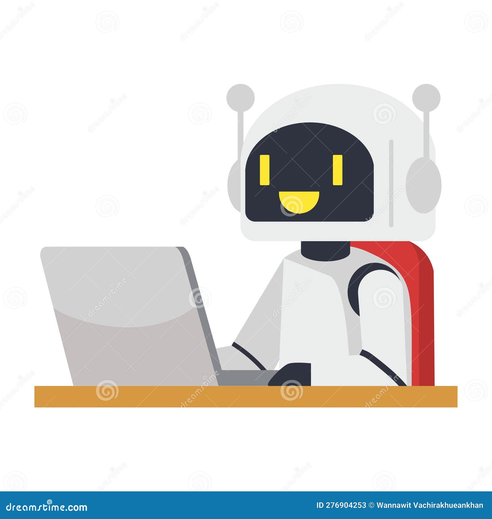 Robot Office Work with Laptop Stock Vector - Illustration of agenda ...