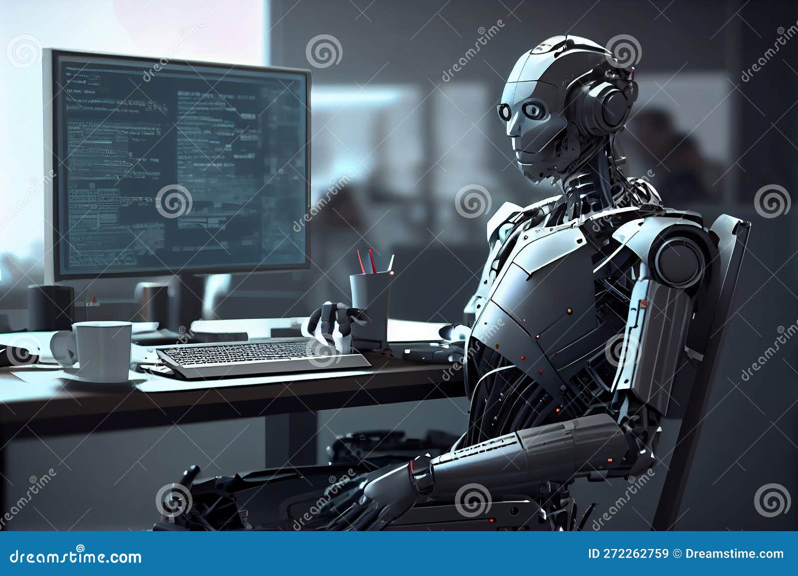 Robot Online Assistance and Machine Customers Support Stock ...