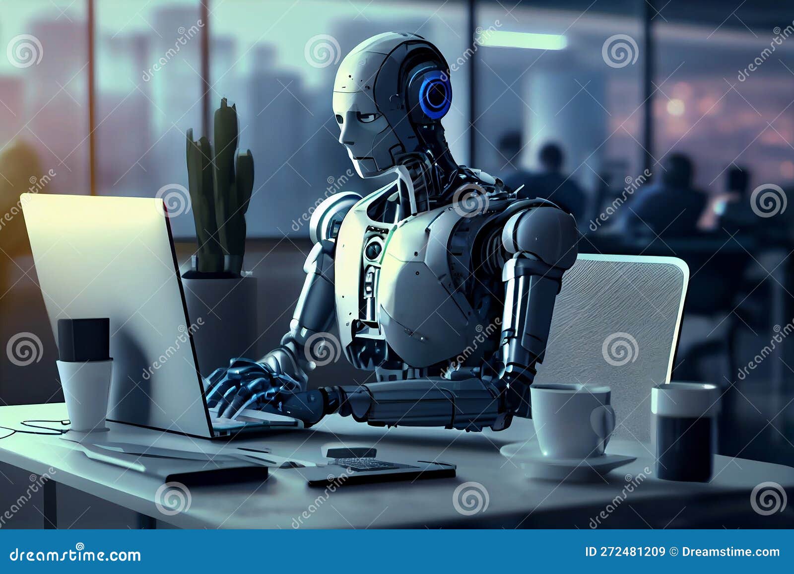 Robot Online Assistance and Machine Customers Support Stock ...