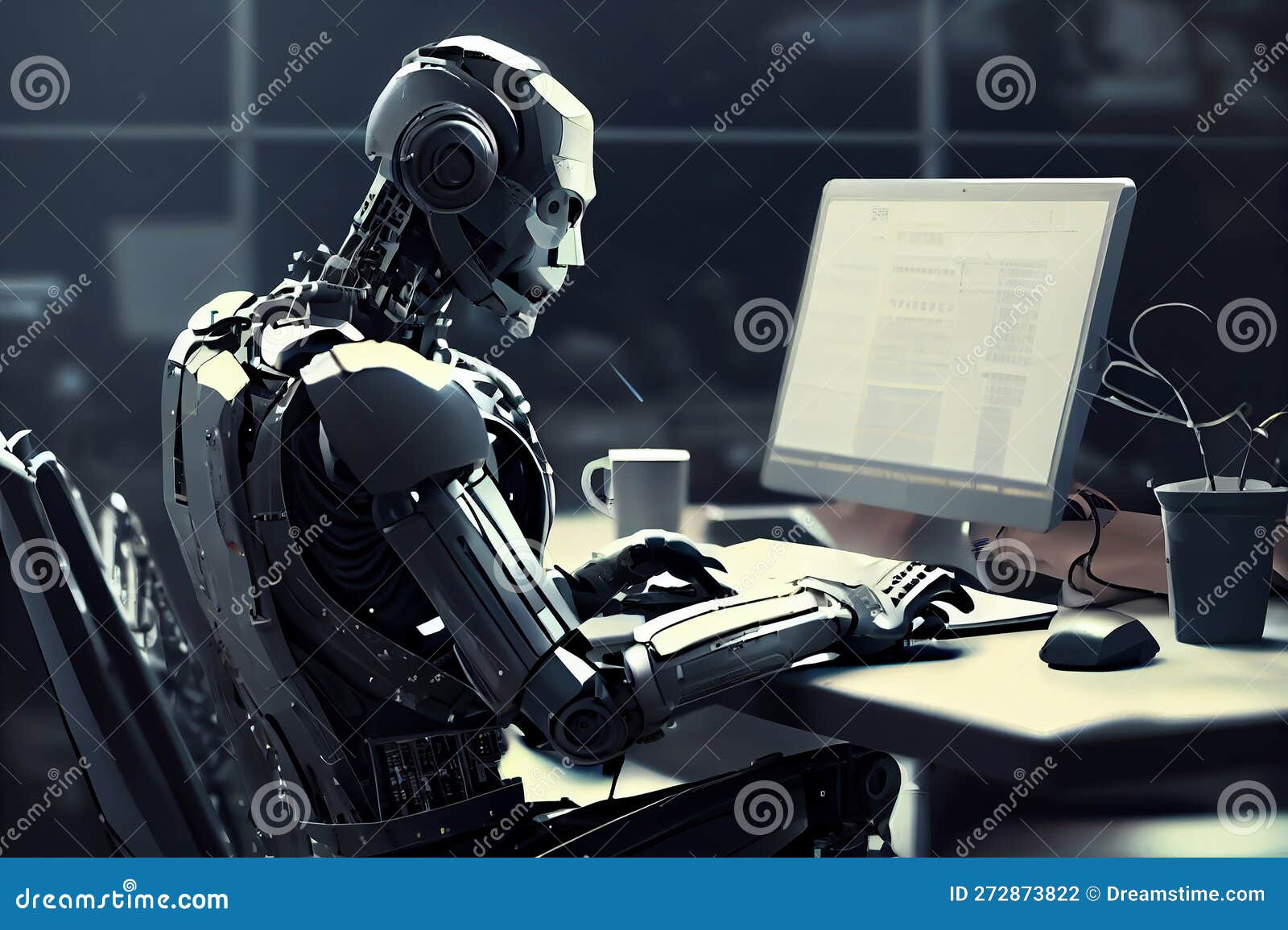 Robot Online Assistance and Machine Customers Support Stock ...