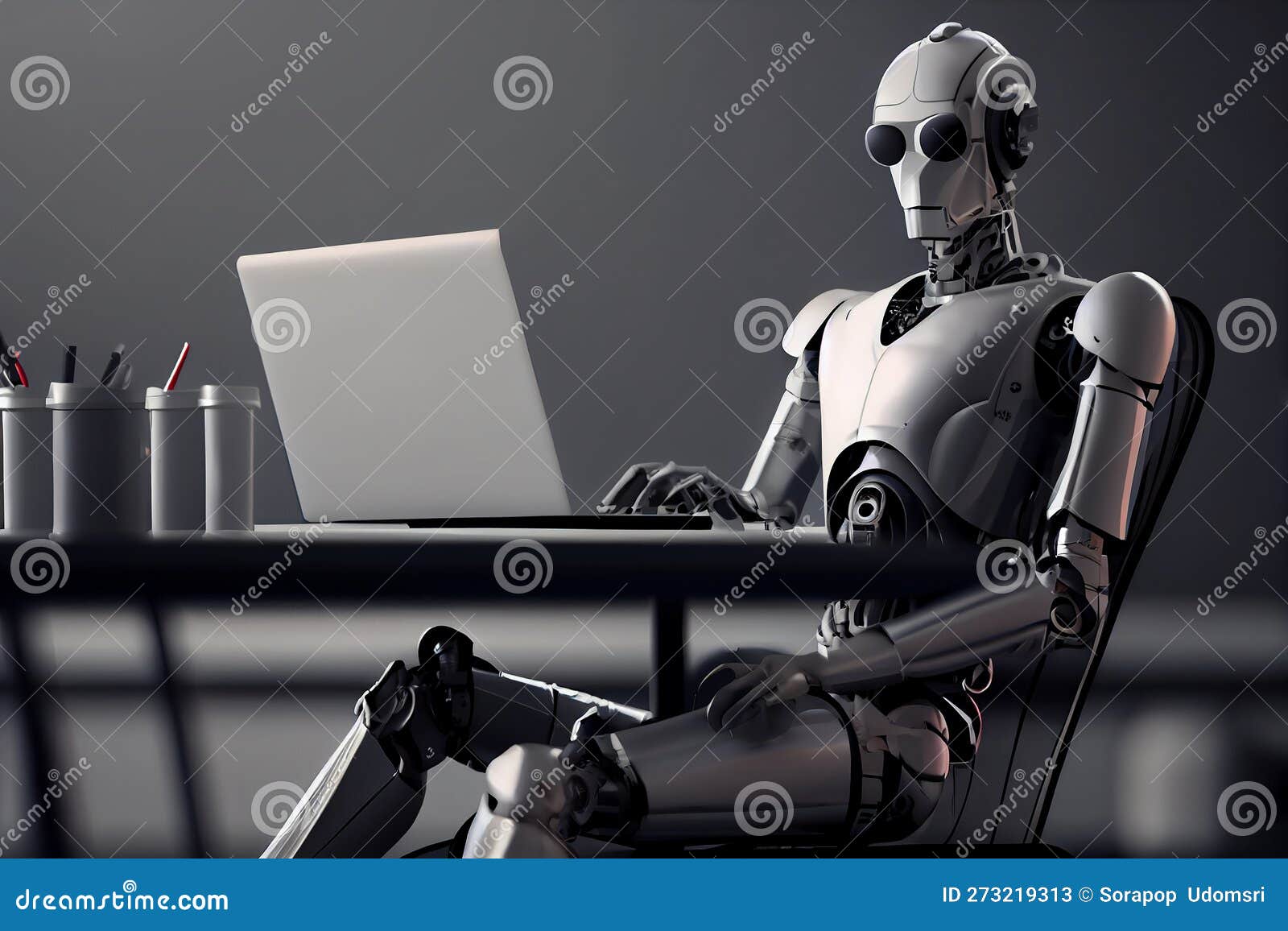 Robot Online Assistance and Machine Customers Support Stock ...