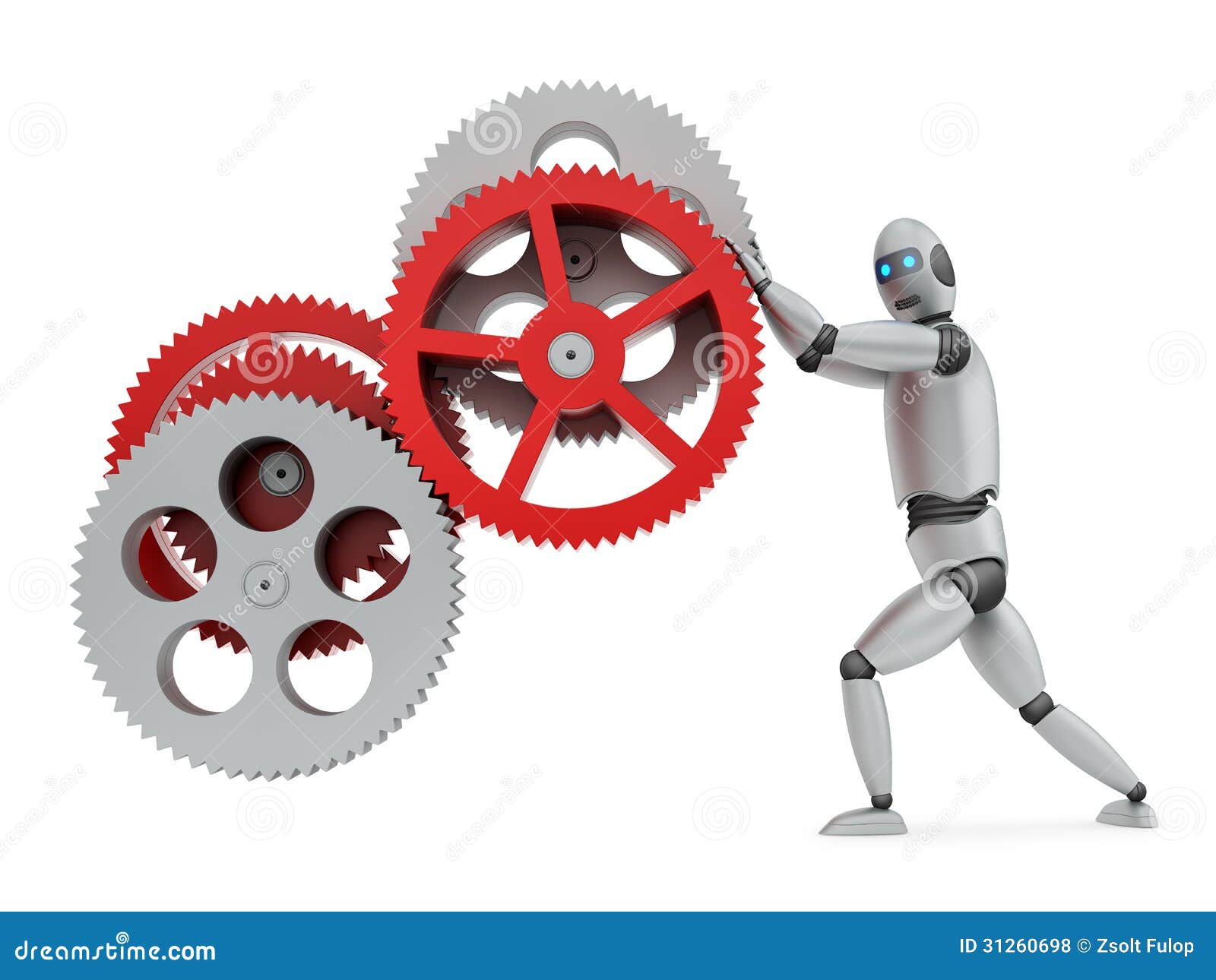 Robot operating gears stock illustration. Illustration of machine ...