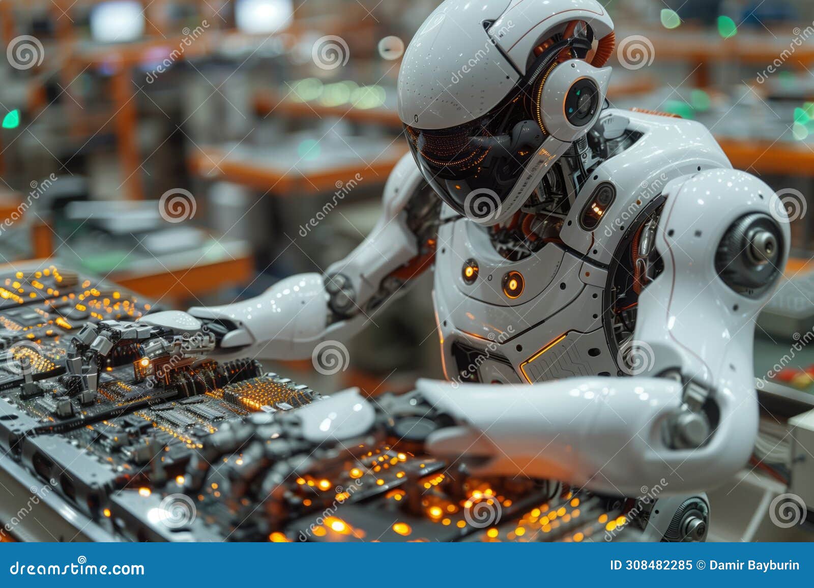 A Robot is Operating a Keyboard in an Engineering Factory Stock Image ...