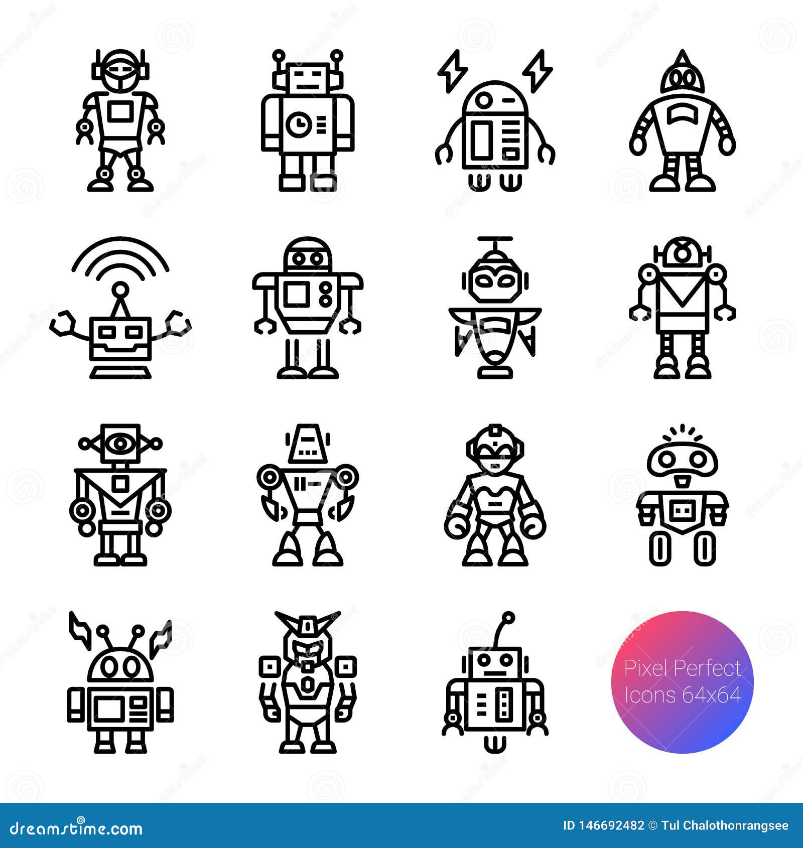 Robot outline icons stock illustration. Illustration of symbol - 146692482