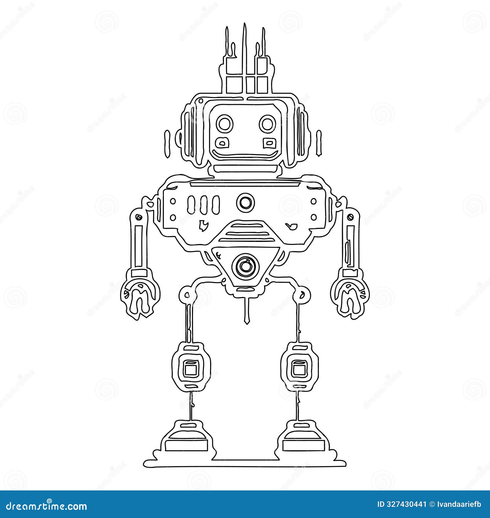 Robot Outline Illustration Sketch Stock Vector - Illustration of baby ...