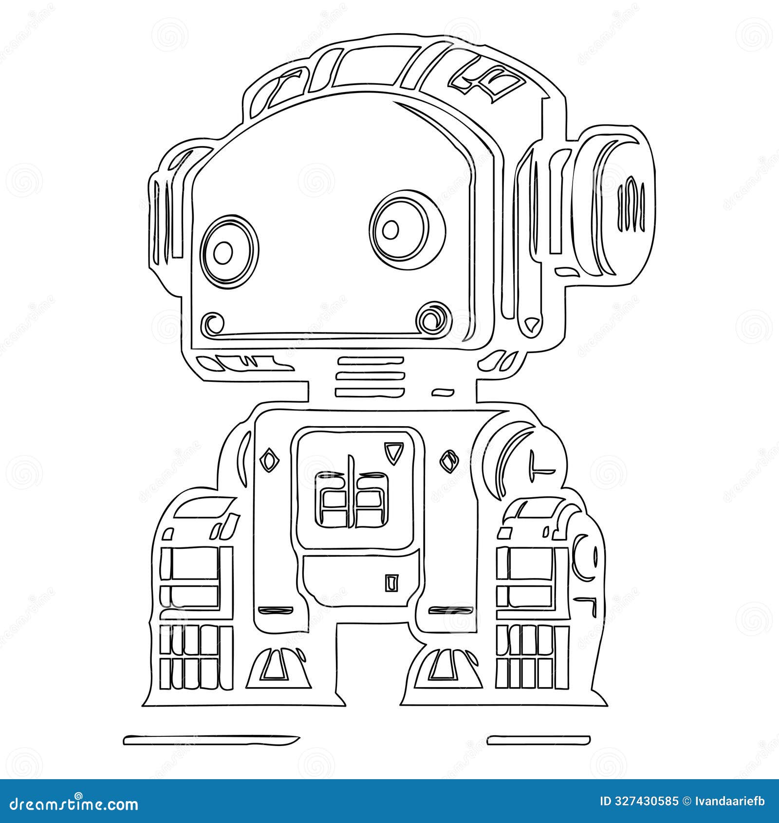 Robot Outline Illustration Sketch Stock Vector - Illustration of drawn ...