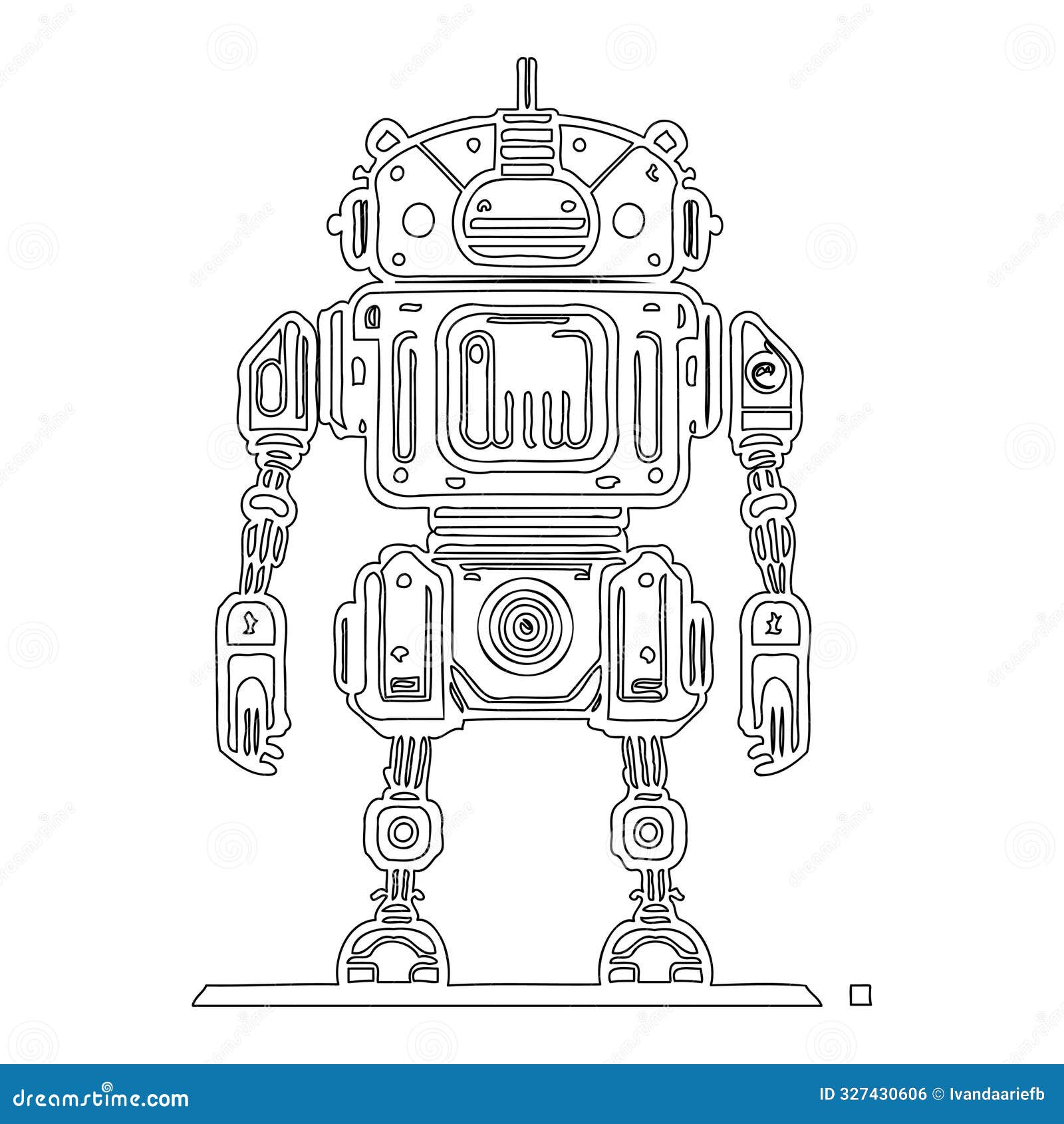 Robot Outline Illustration Sketch Stock Vector - Illustration of ...