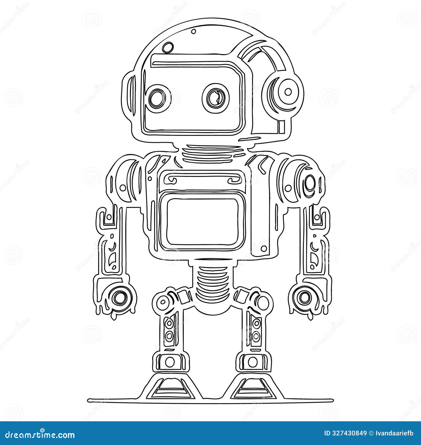 Robot Outline Illustration Sketch Stock Vector - Illustration of ...