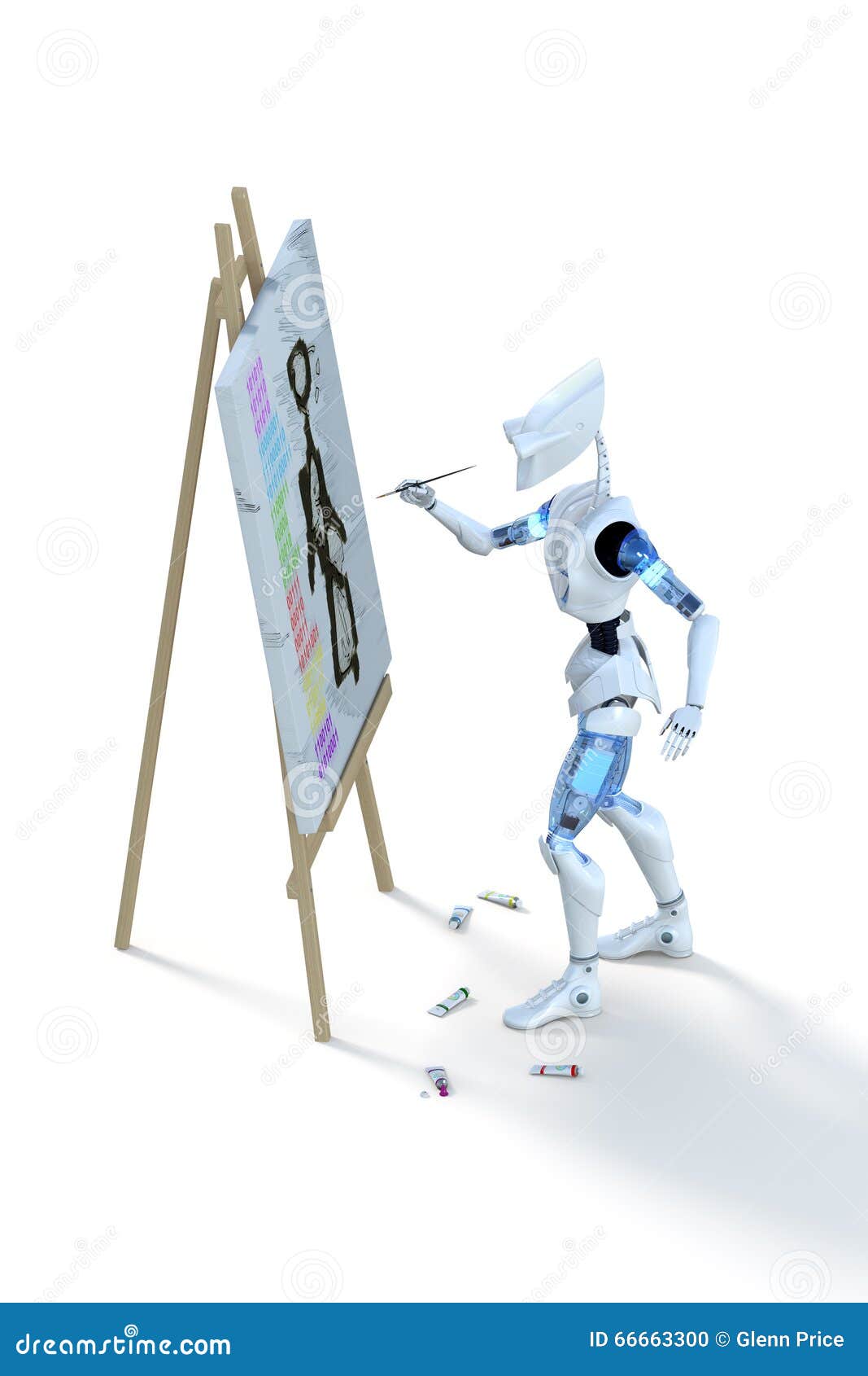 Robot Painting on Canvas stock illustration. Illustration of robot ...