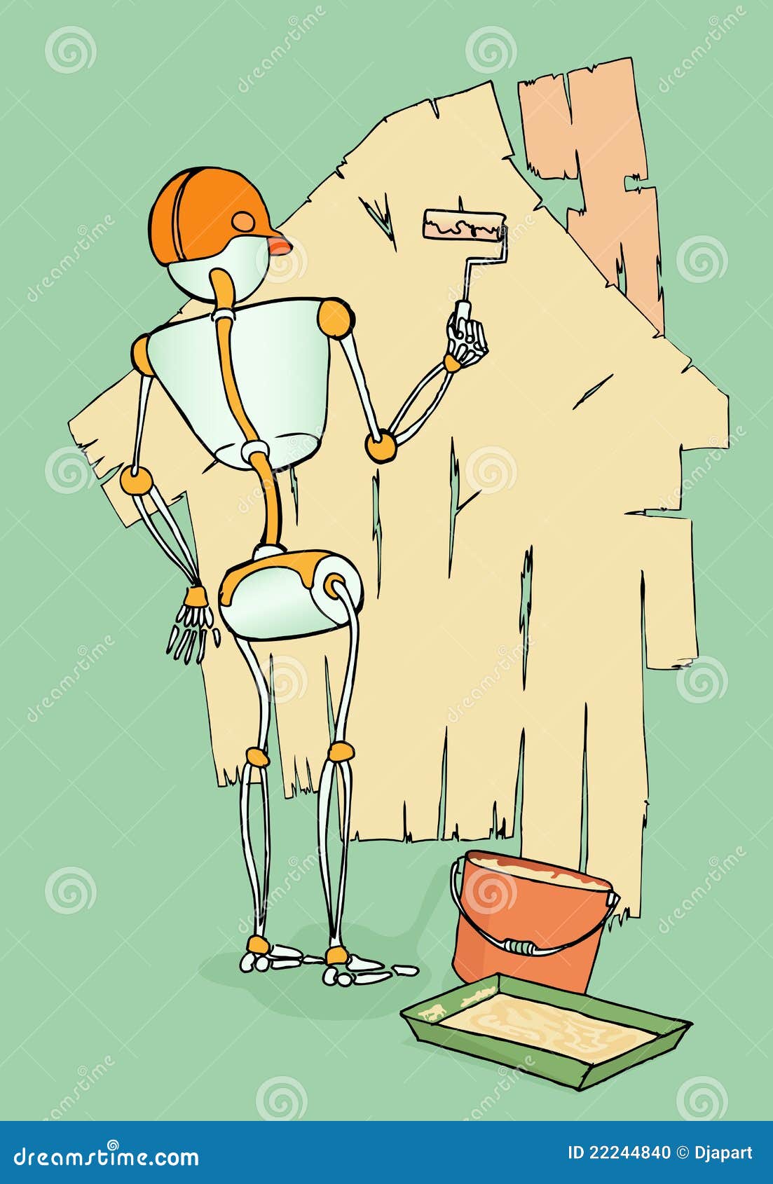 Robot painting wall stock vector. Illustration of golden - 22244840
