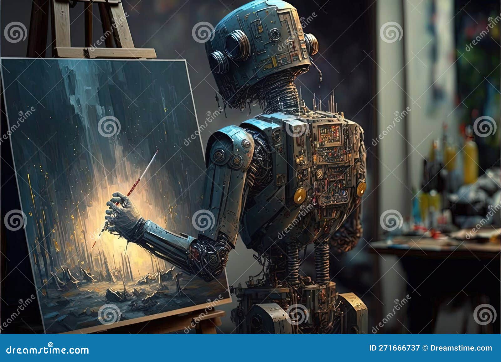 AI Robot Paints Picture At Home, Humanoid Robot Creating As Artist ... AI Robot Paints Picture At Home, Humanoid Robot Creating As Artist ...