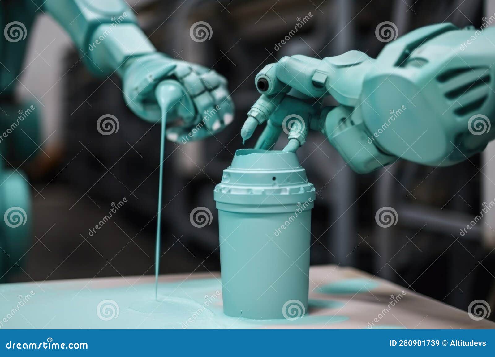 Robot Paints Prototype Part with Precision Spray Painting Stock ...