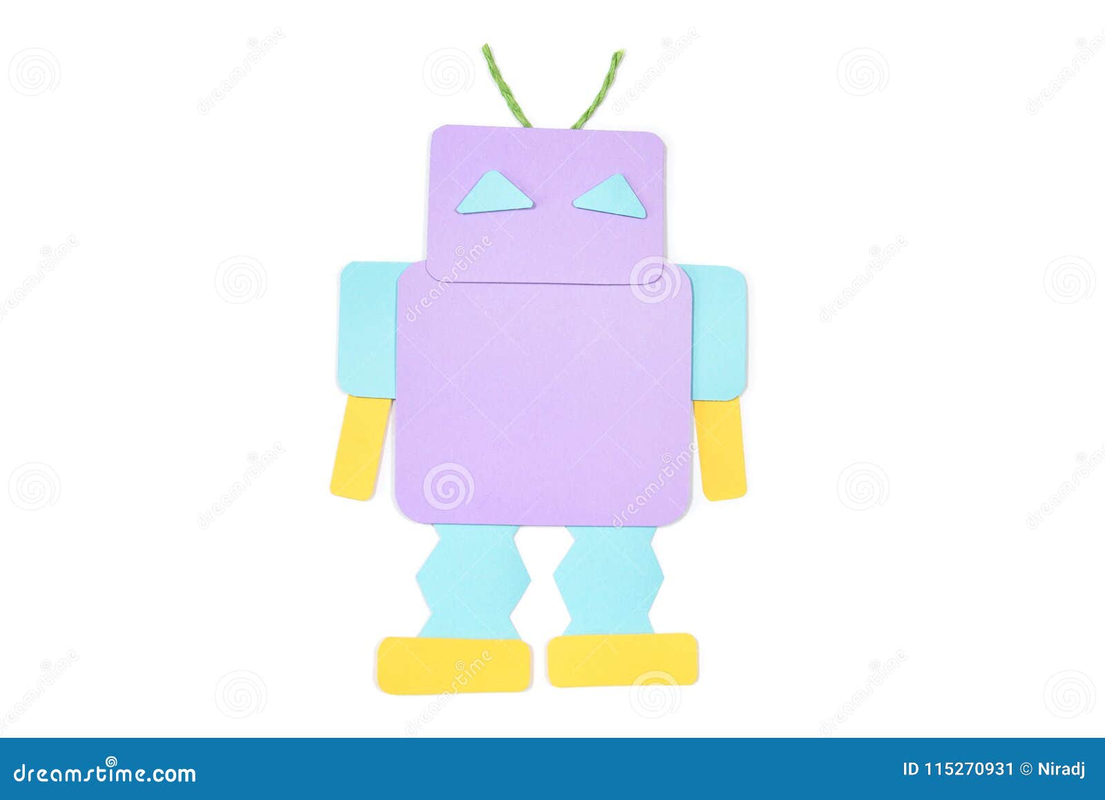 Robot Paper Cut on White Background Stock Image - Image of pastel ...
