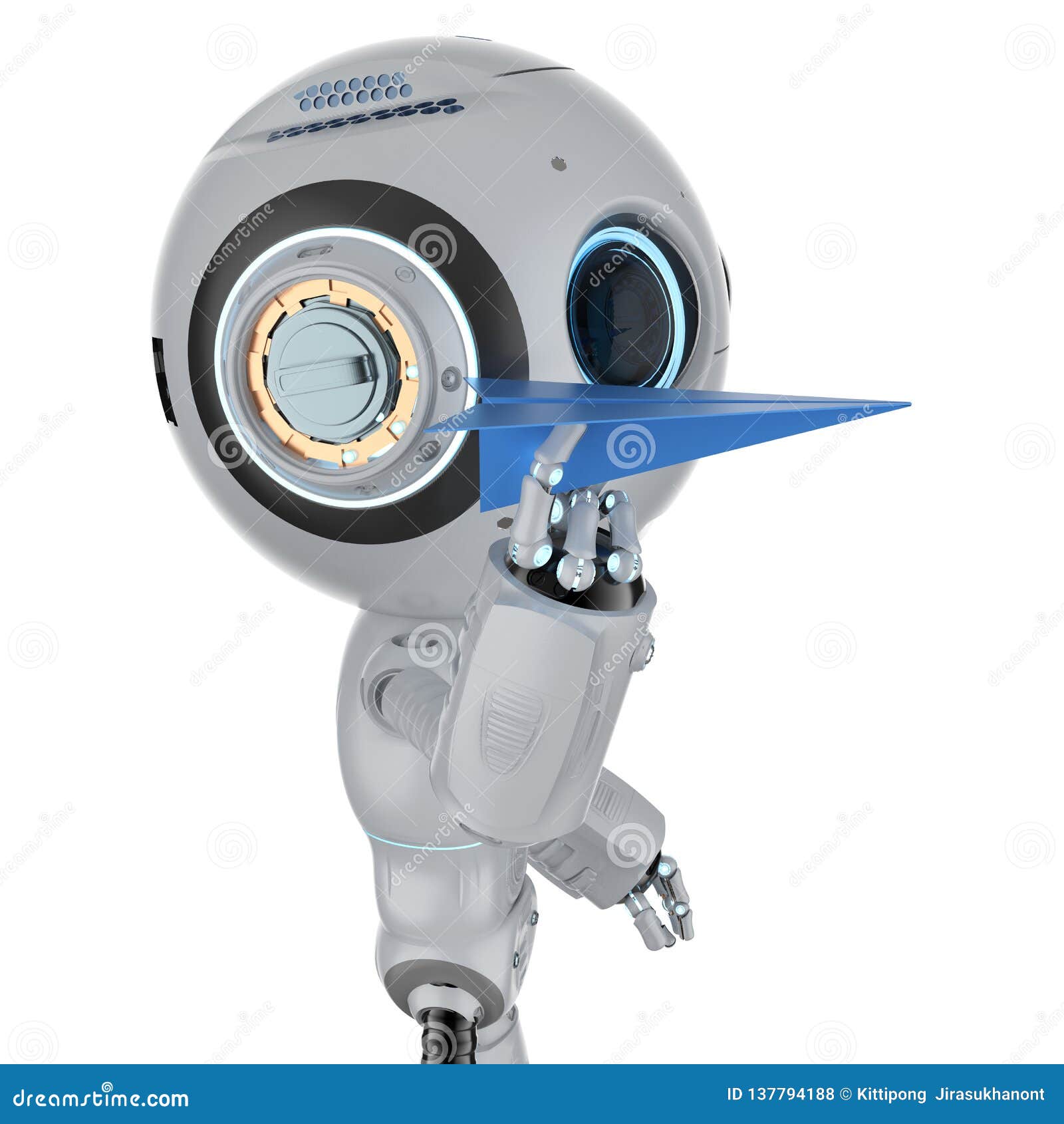 Robot with paper plane stock illustration. Illustration of modern ...