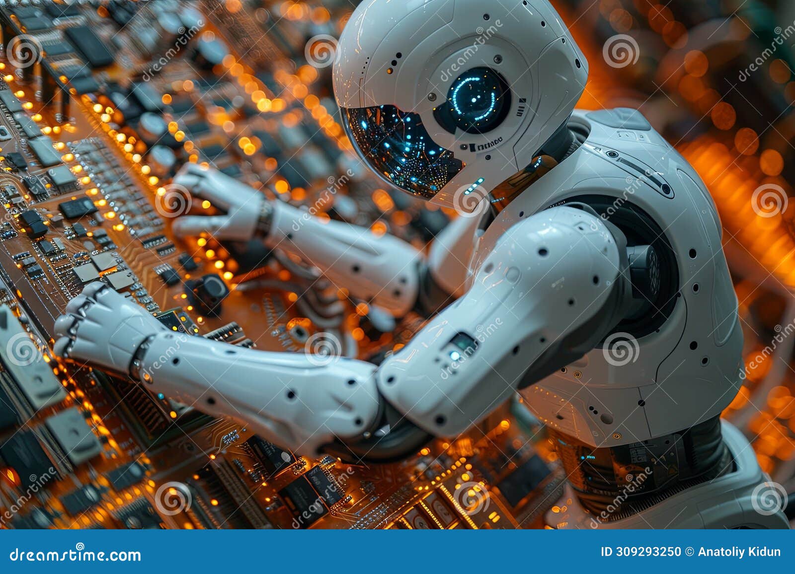 A Robot with a Pcb in Its Hands is Working on a Circuit Board, Uhd ...