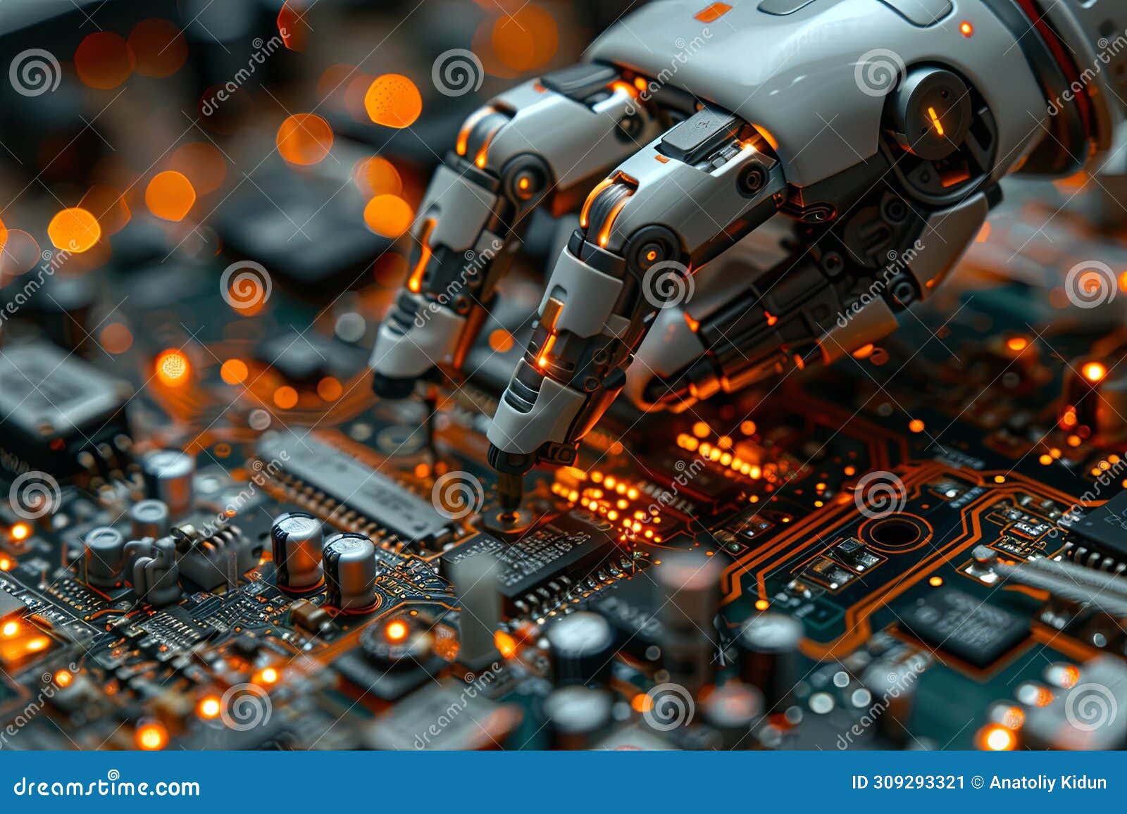 A Robot with a Pcb in Its Hands is Working on a Circuit Board, Uhd ...