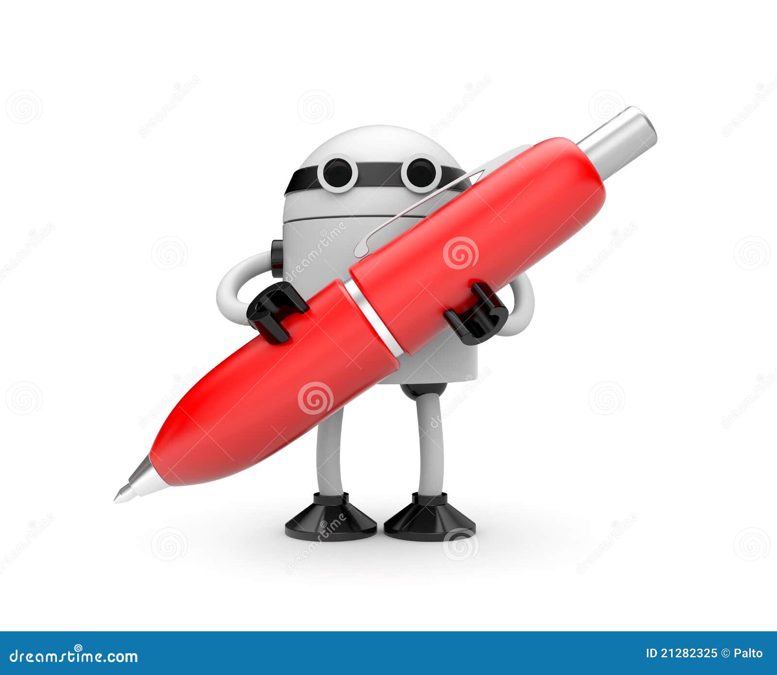 Robot with pen stock illustration. Illustration of improvement - 21282325