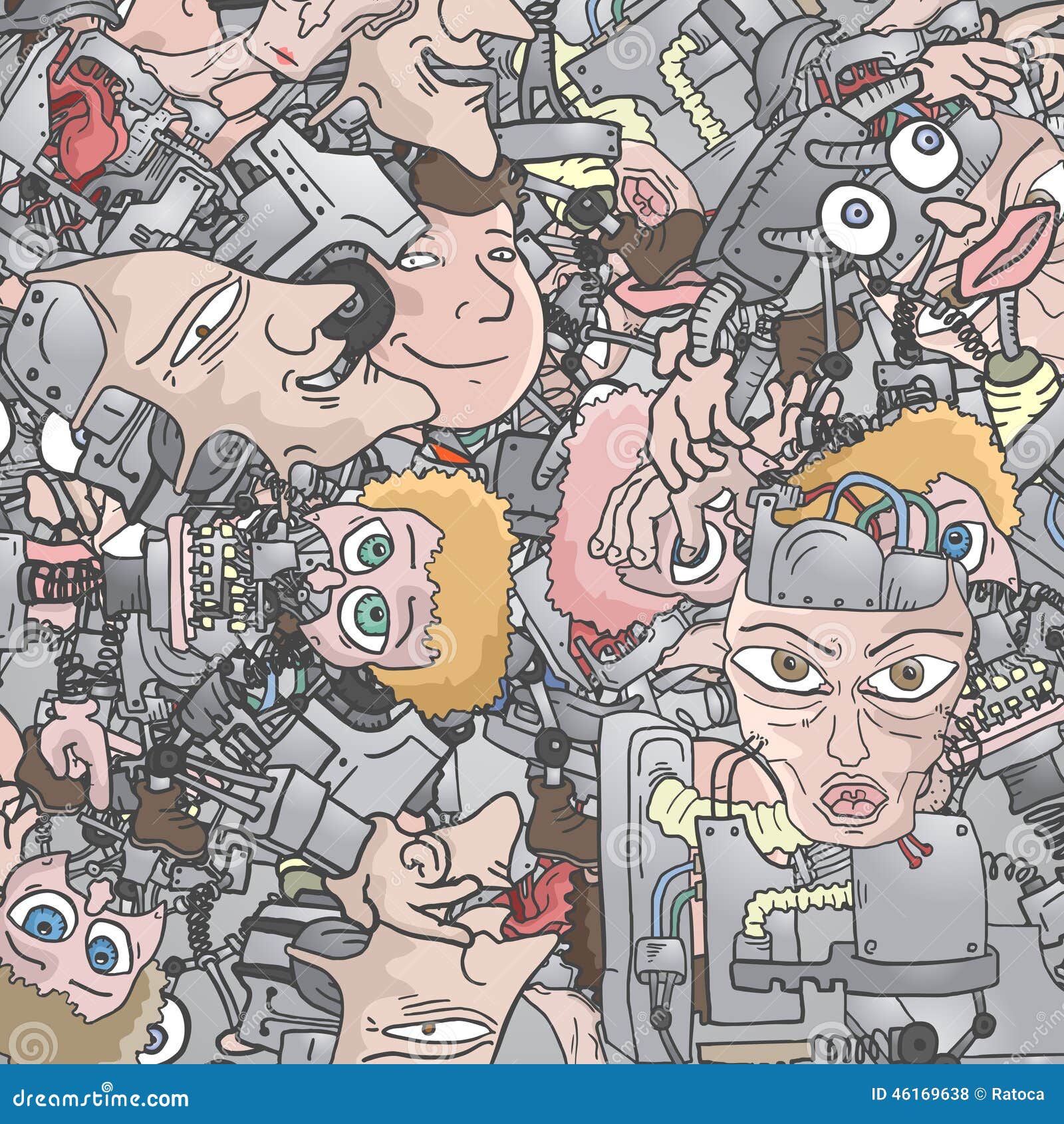 Robot people stock illustration. Illustration of crowd - 46169638