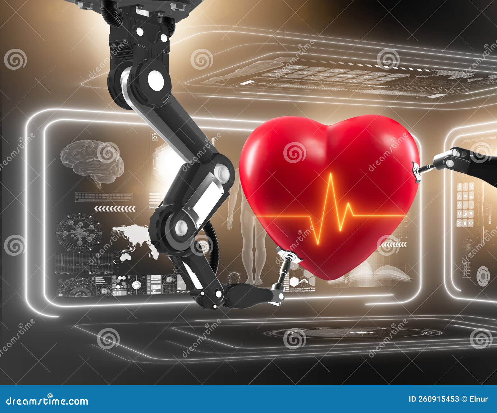 Robot Performing Surgery on Heart Stock Image - Image of equipment ...