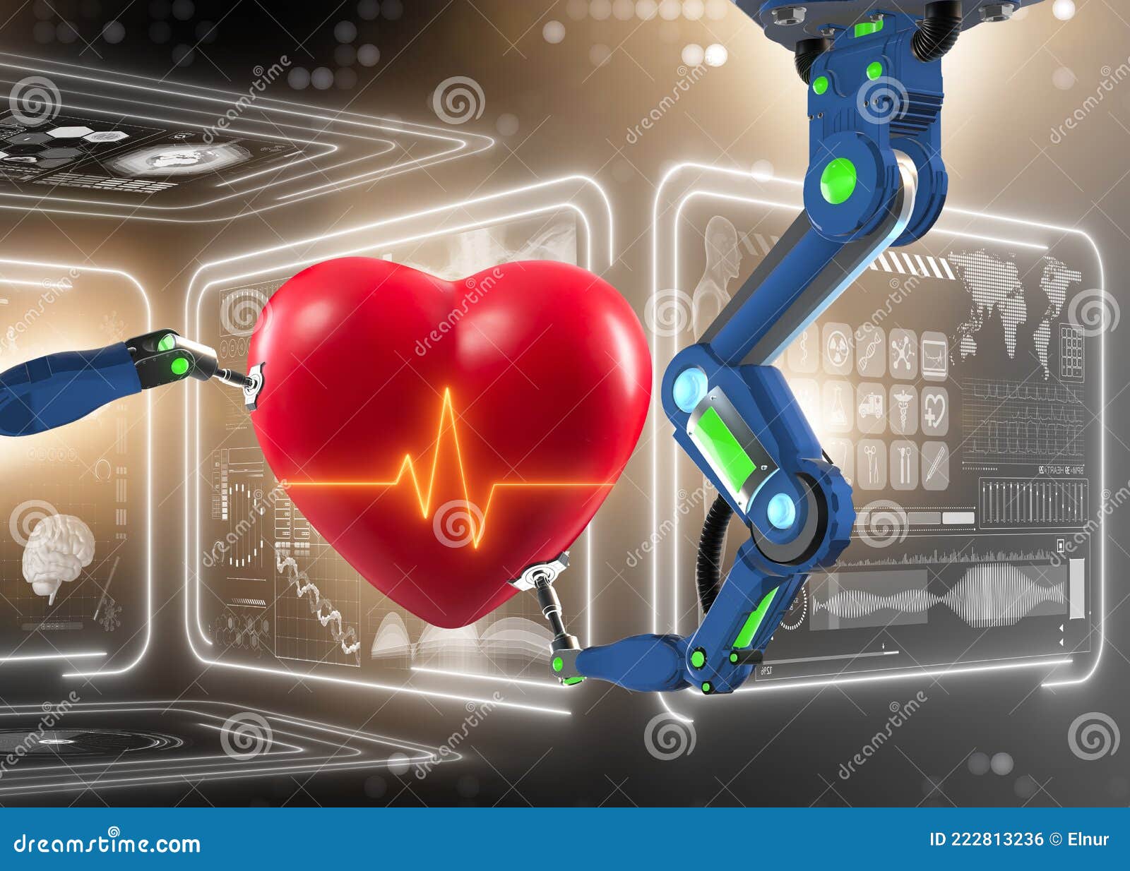 Robot Performing Surgery on Heart Stock Photo - Image of healthy ...