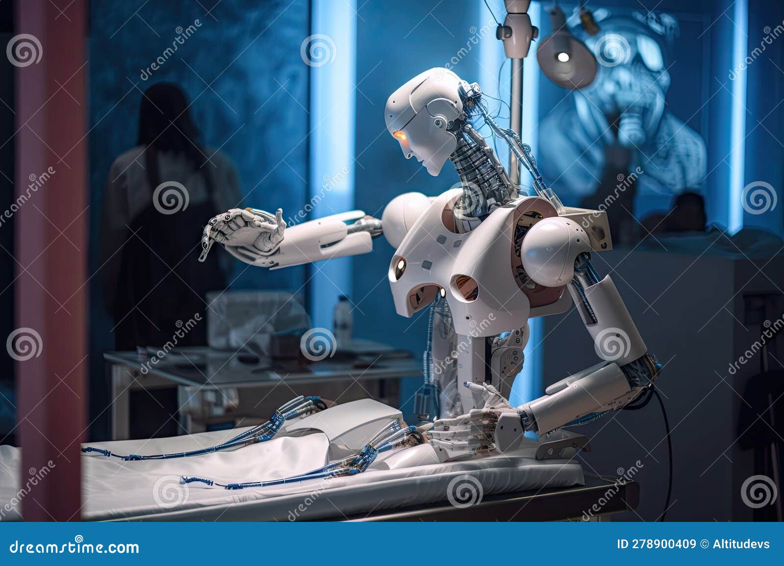 Robot Performing , with View of Human on the Operating Table Stock ...
