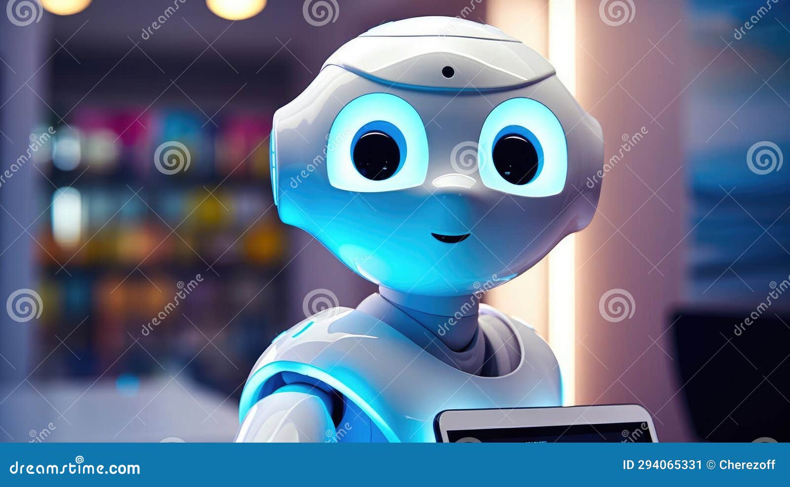 Robot Personal Assistant Helps Man Stock Illustration - Illustration of ...