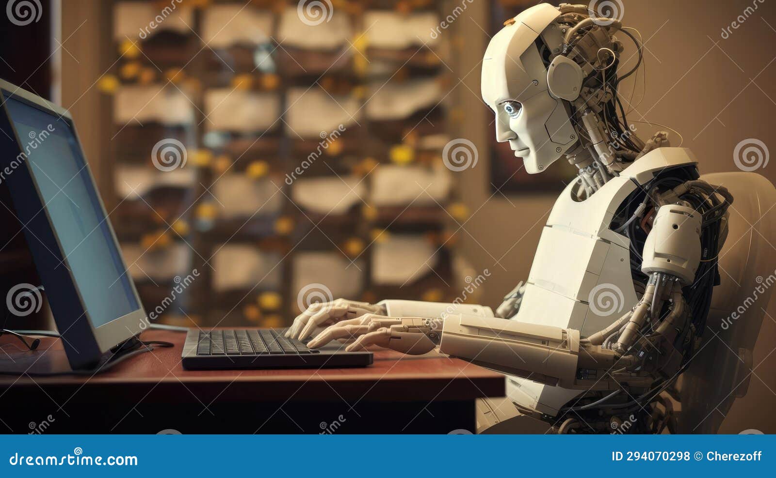 Robot Personal Assistant Helps Man Stock Illustration - Illustration of ...