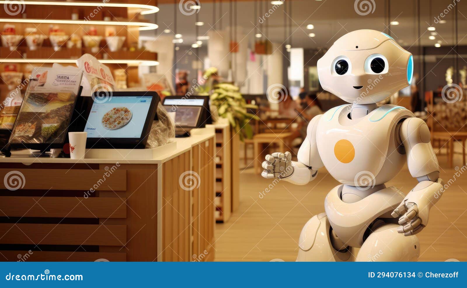 Robot Personal Assistant Helps Man Stock Illustration - Illustration of ...