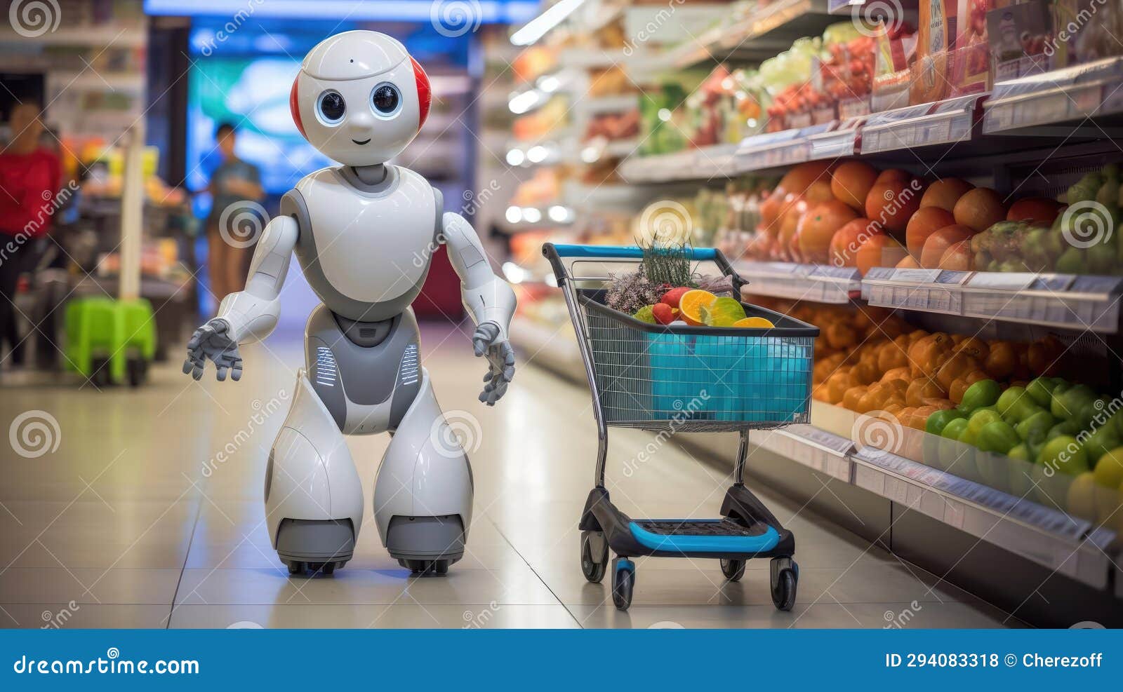 Robot Personal Assistant Helps Man Stock Illustration - Illustration of ...