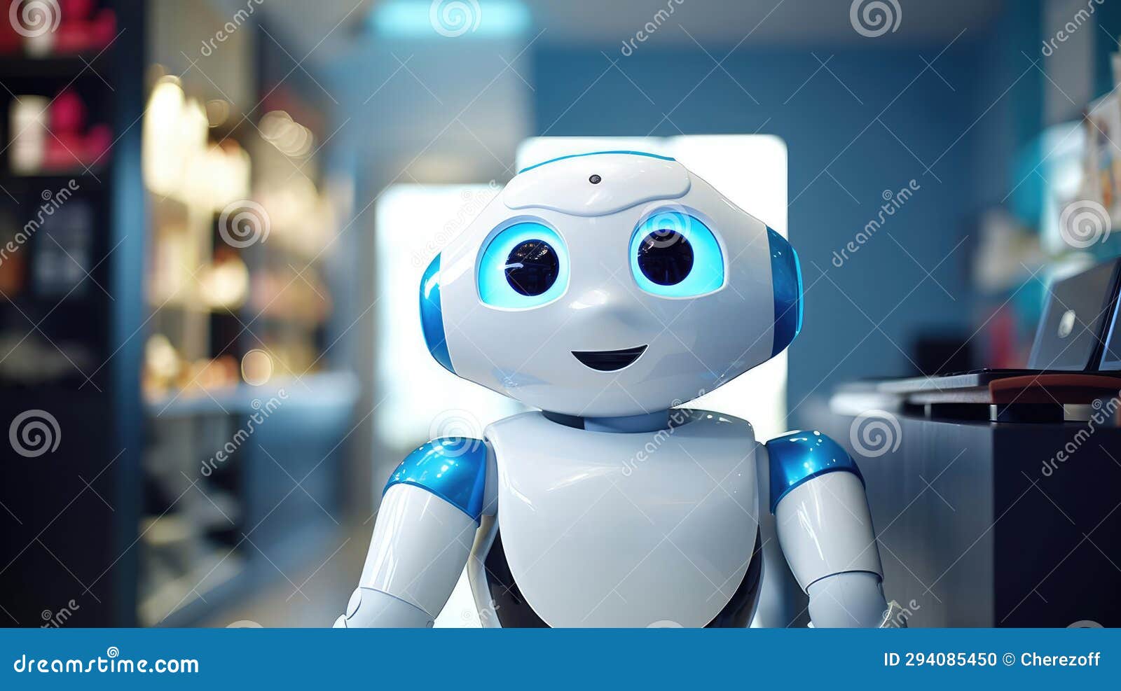 Robot Personal Assistant Helps Man Stock Photo - Image of future ...